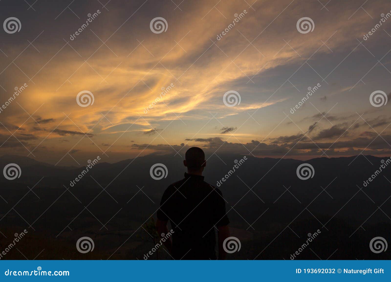 Silhouette of a Man Standing at the Sunset View Stock Photo - Image of ...