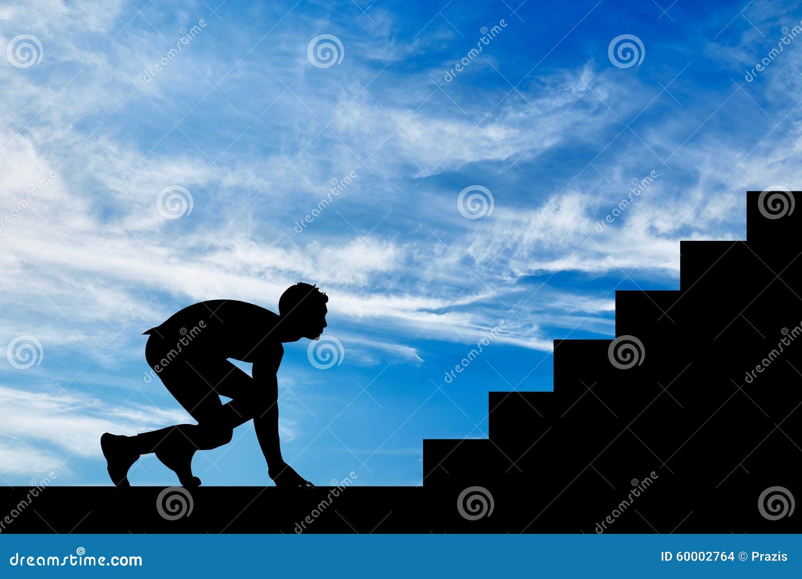 Silhouette of Man at the Start To Step Up Stock Photo - Image of ...