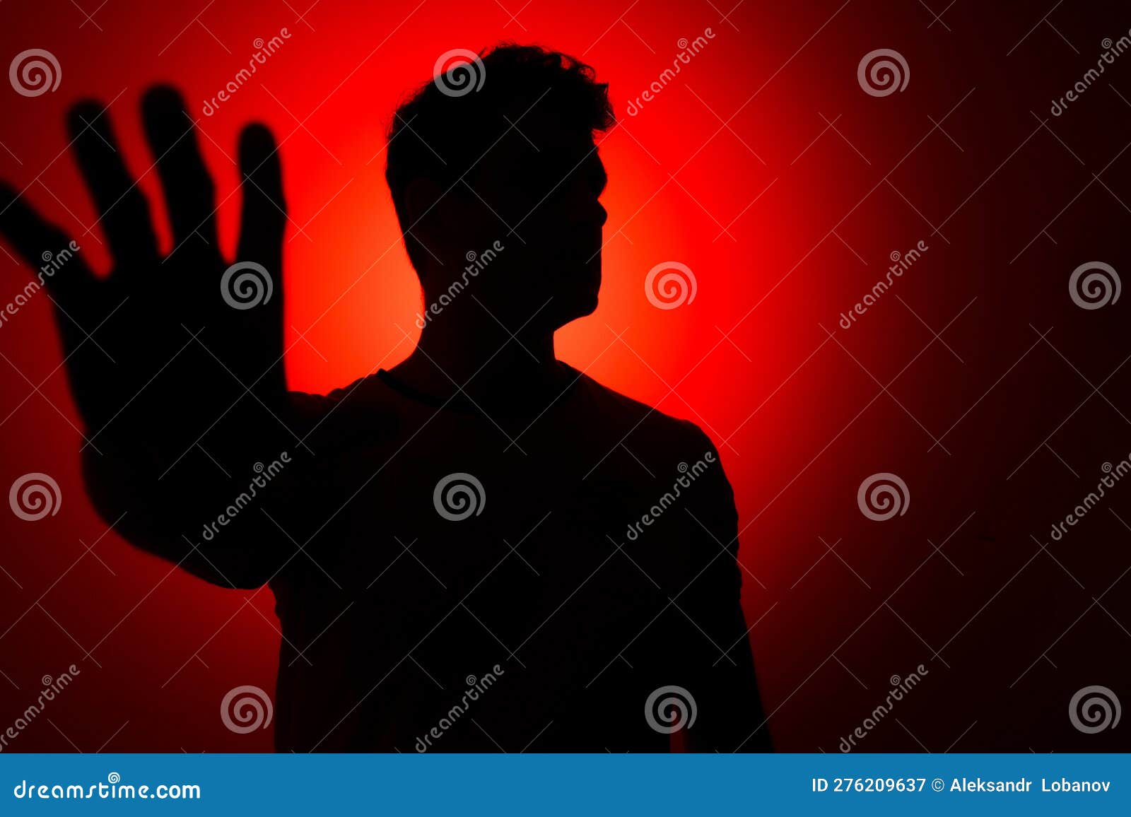 Silhouette of a Man with a Stop Hand Gesture Stock Illustration ...
