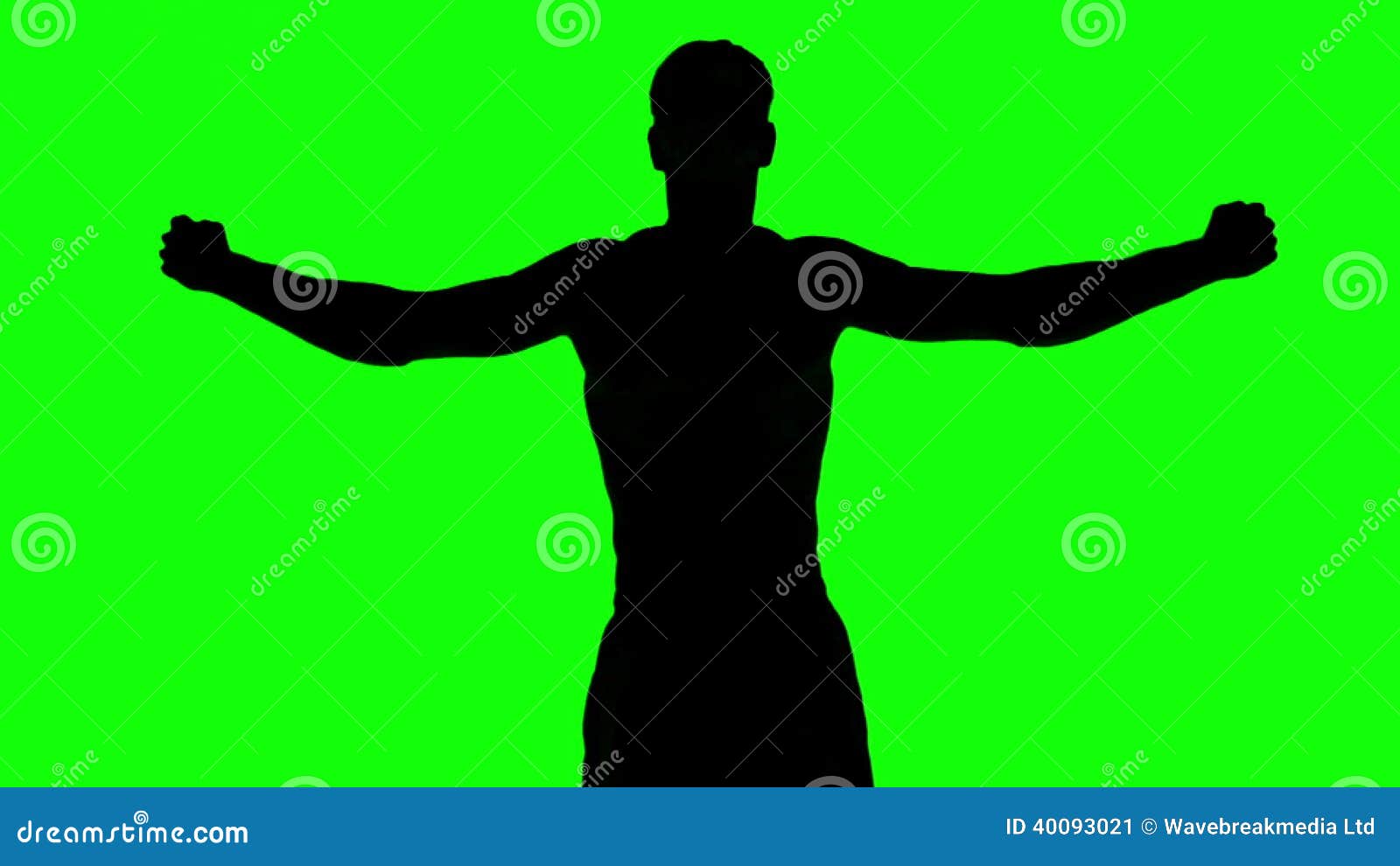Silhouette of a Man Stretching Arms on Green Screen Stock Video - Video ...