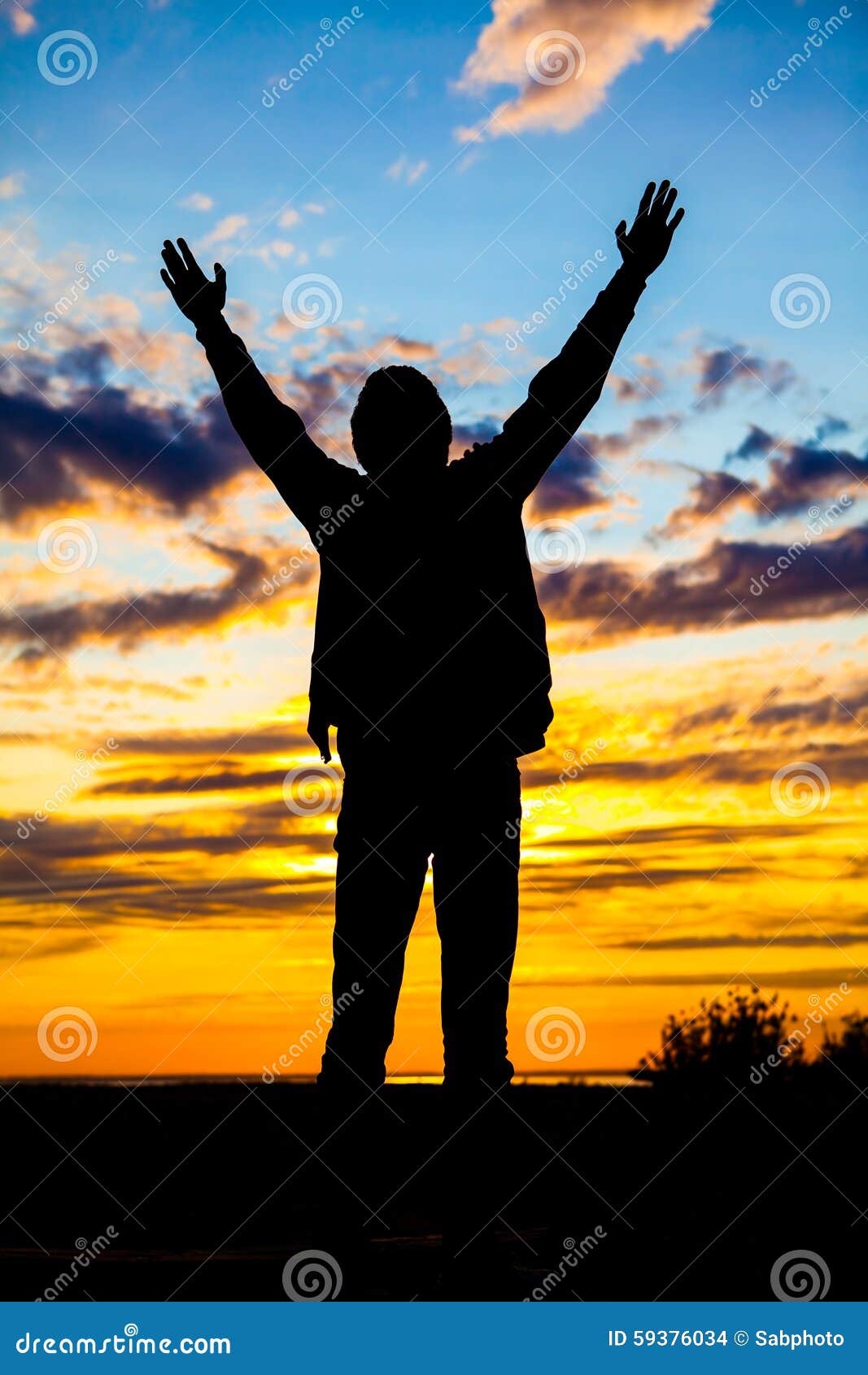 Silhouette of Man at the Sunset Stock Photo - Image of evening, horizon ...