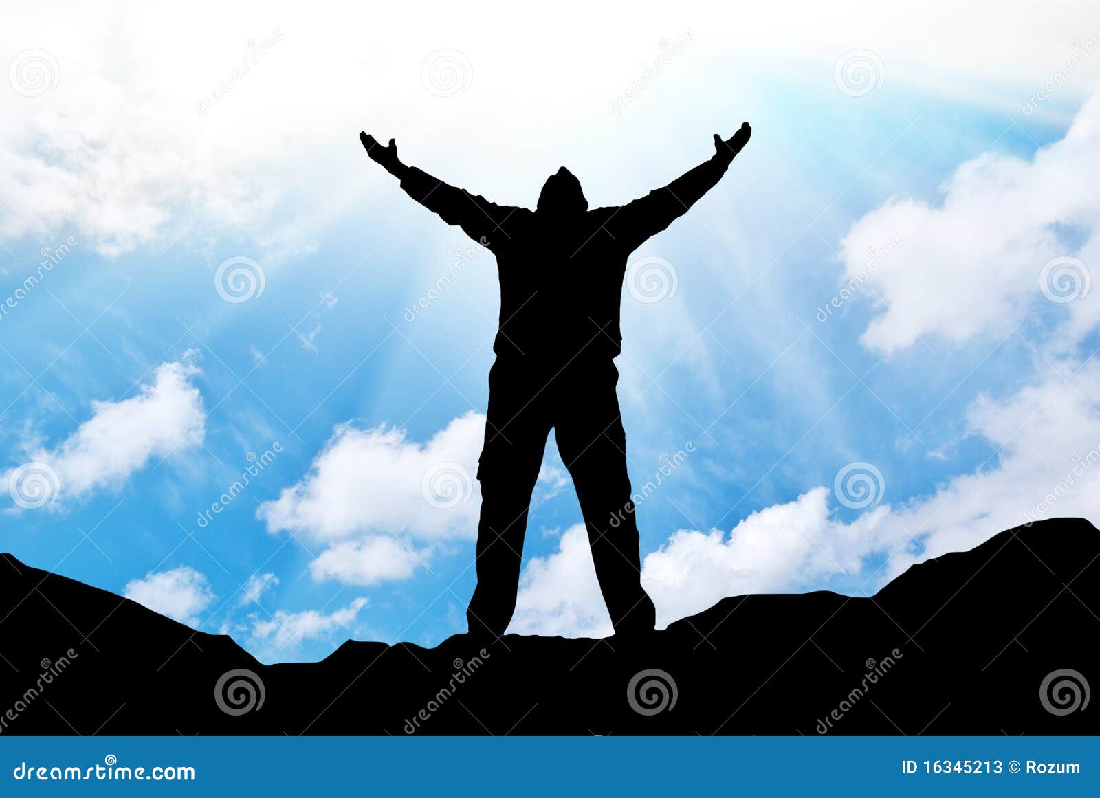 Silhouette of Man and Sunshine Stock Image - Image of love, freedom ...