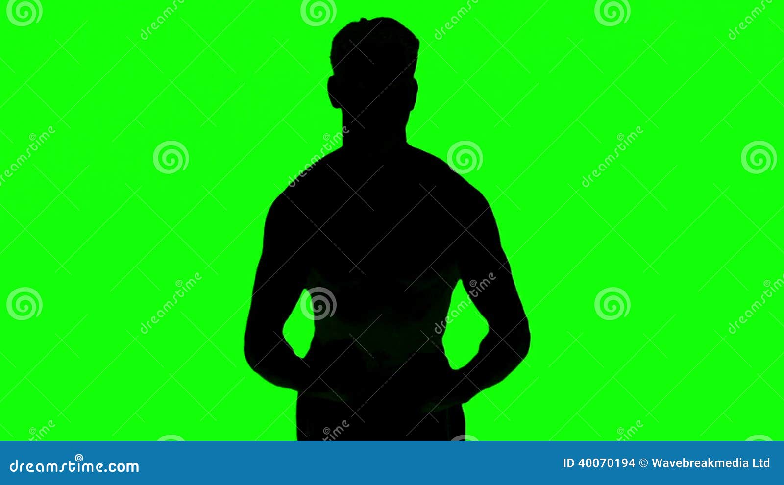 Silhouette of a Man Tensing Muscles on Green Screen Stock Footage ...