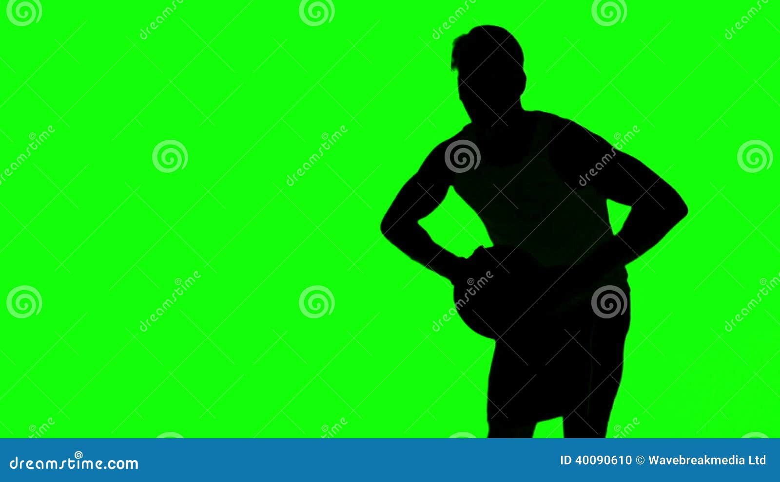 Silhouette of a Man Throwing a Basketball on Green Screen Stock Footage ...