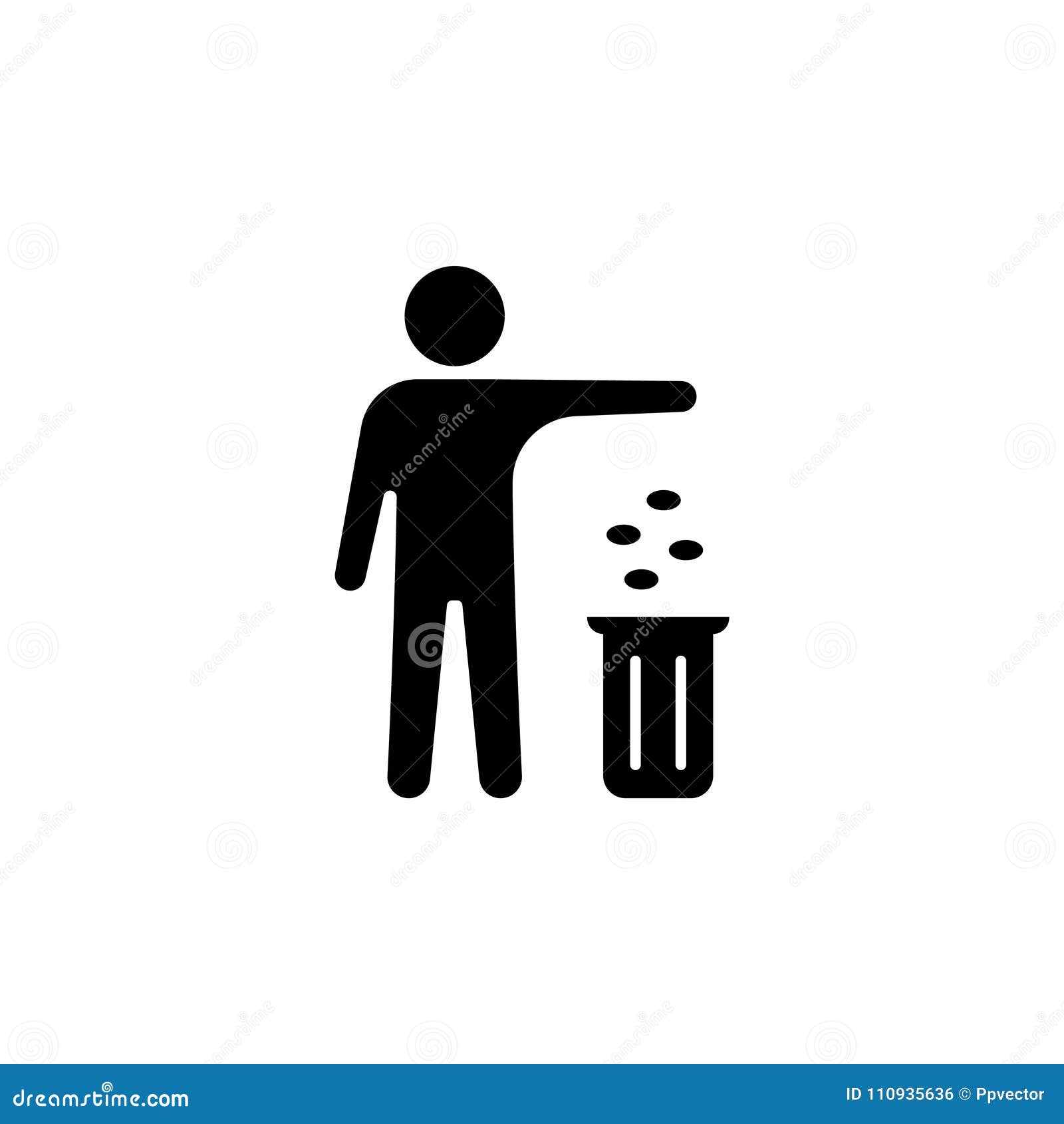 Man Throwing Garbage In Bin. Pictogram. Cartoon Vector | CartoonDealer ...