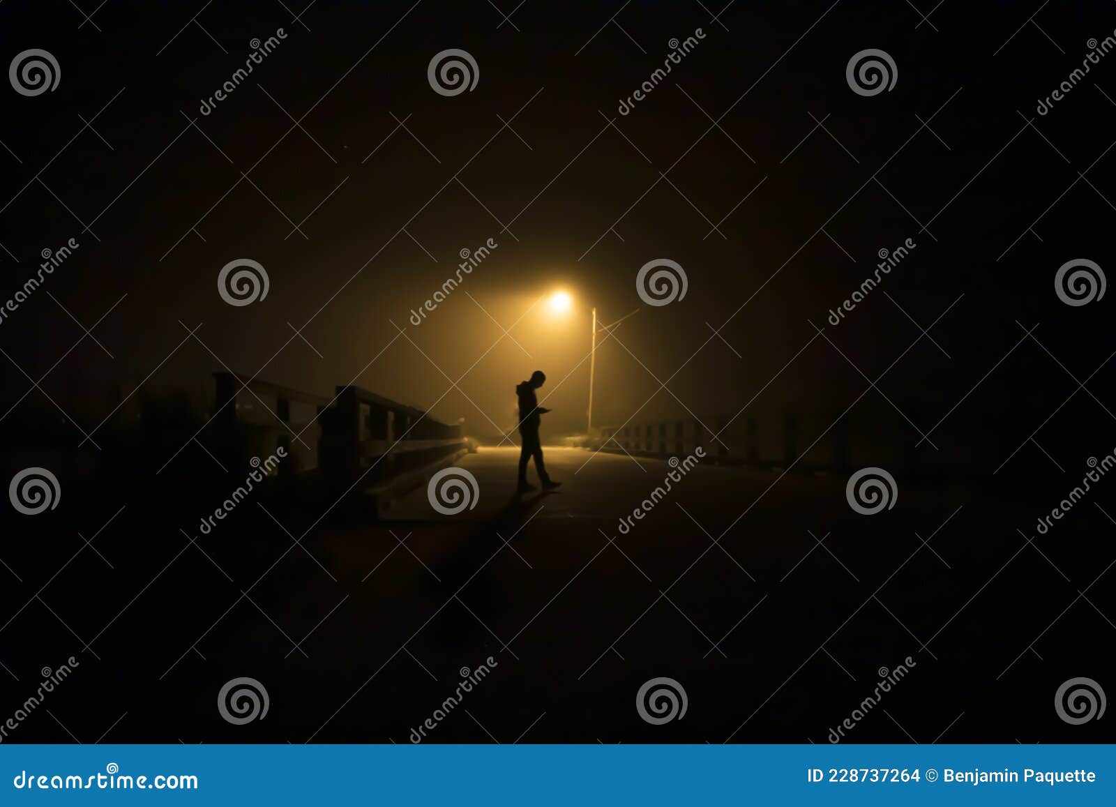 Silhouette of a Man Under a Street Light Stock Photo - Image of couple ...