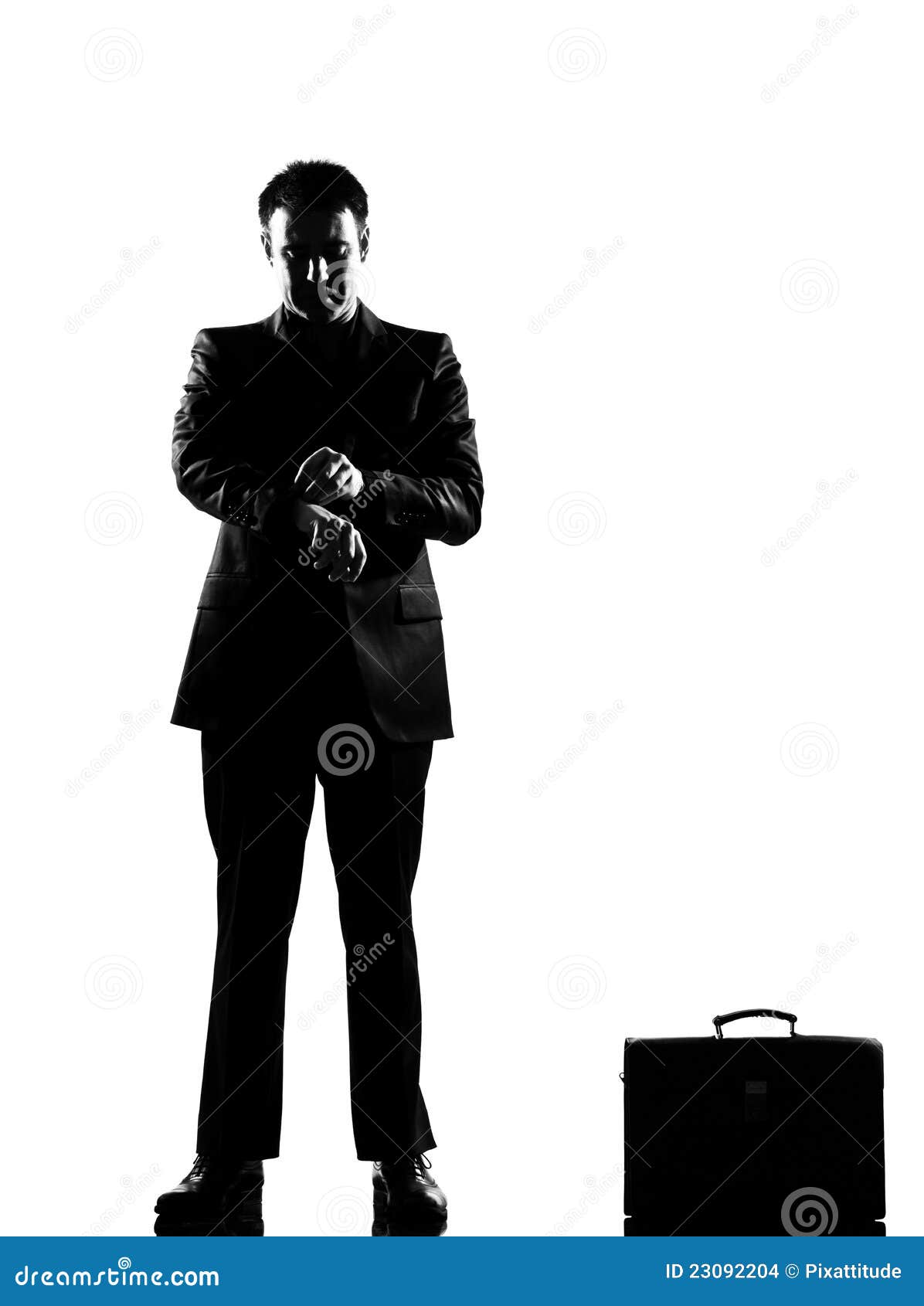 Silhouette Man Waiting Checking the Time Stock Photo - Image of suit ...