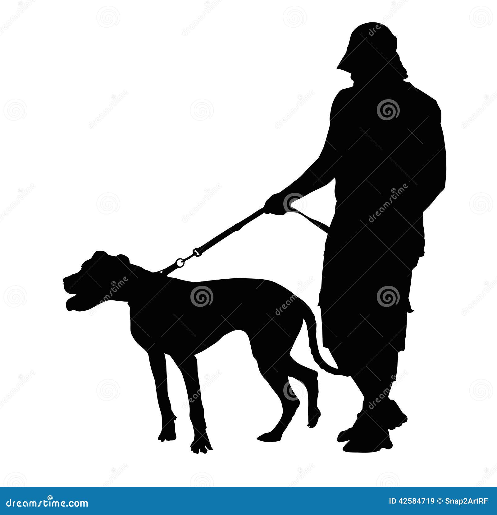 Silhouette of Man Walking His Dog Stock Vector - Illustration of ...