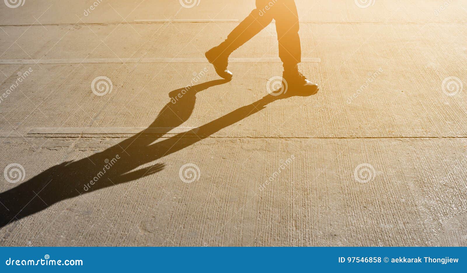 Silhouette of Man Walking or Stepping with Shadow and Sunlight Stock ...