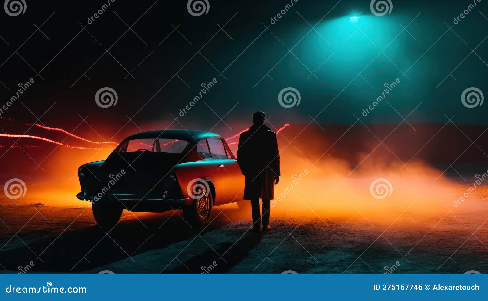 Silhouette of a Man Walking Towards the Car in the Backlight Stock ...