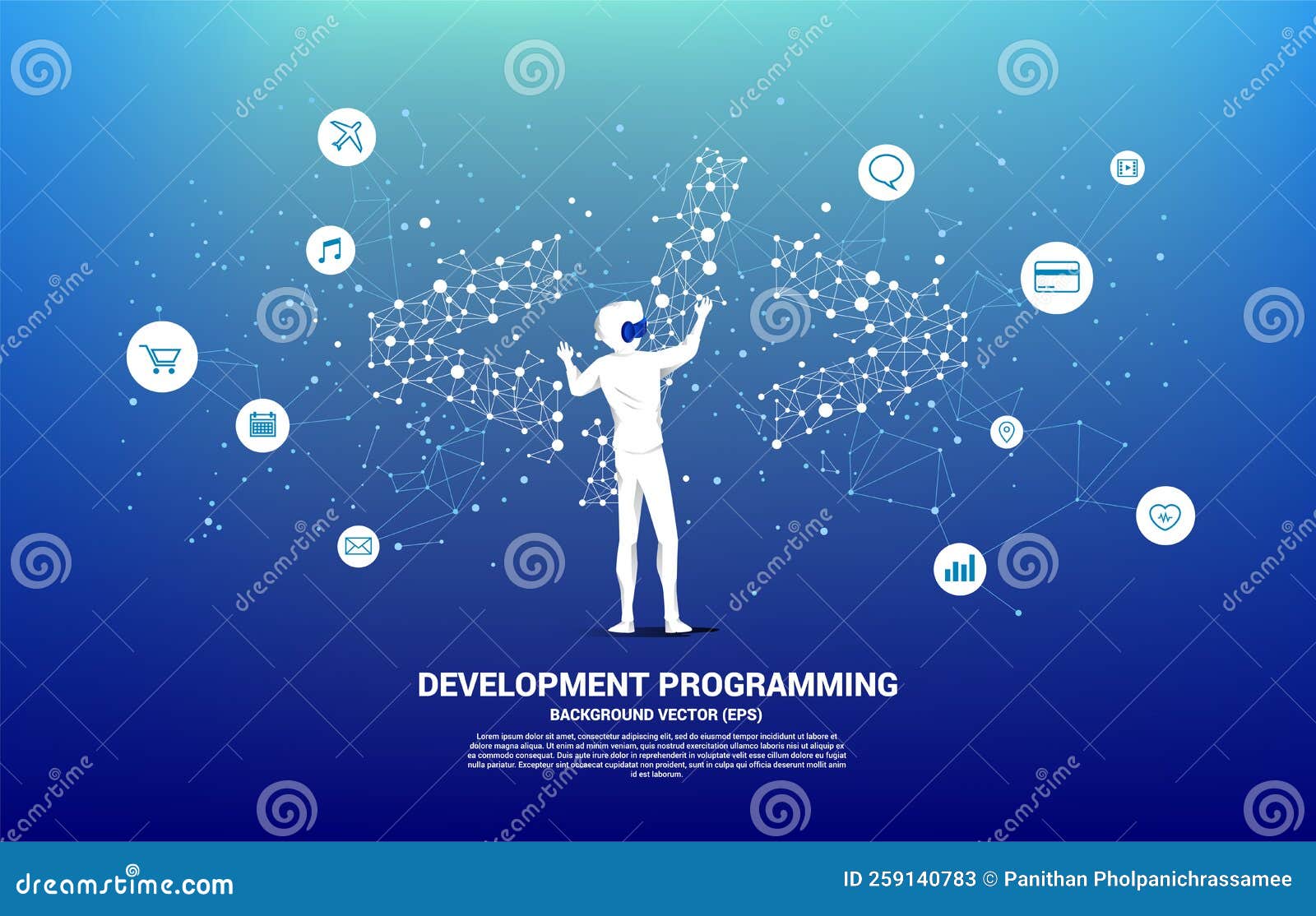 Silhouette Man Wear VR Glasses Software Development Programming Tag ...