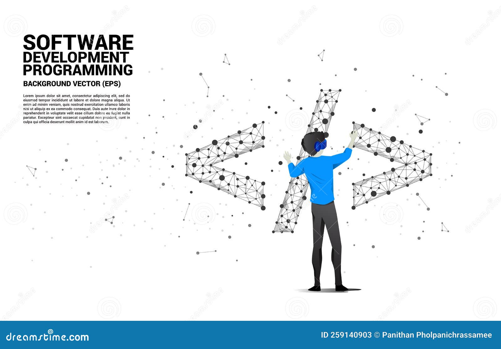 Silhouette Man Wear VR Glasses Software Development Programming Tag ...