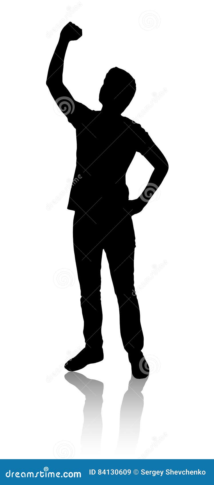 Silhouette of a Man Who Raised His Hand Stock Vector - Illustration of ...