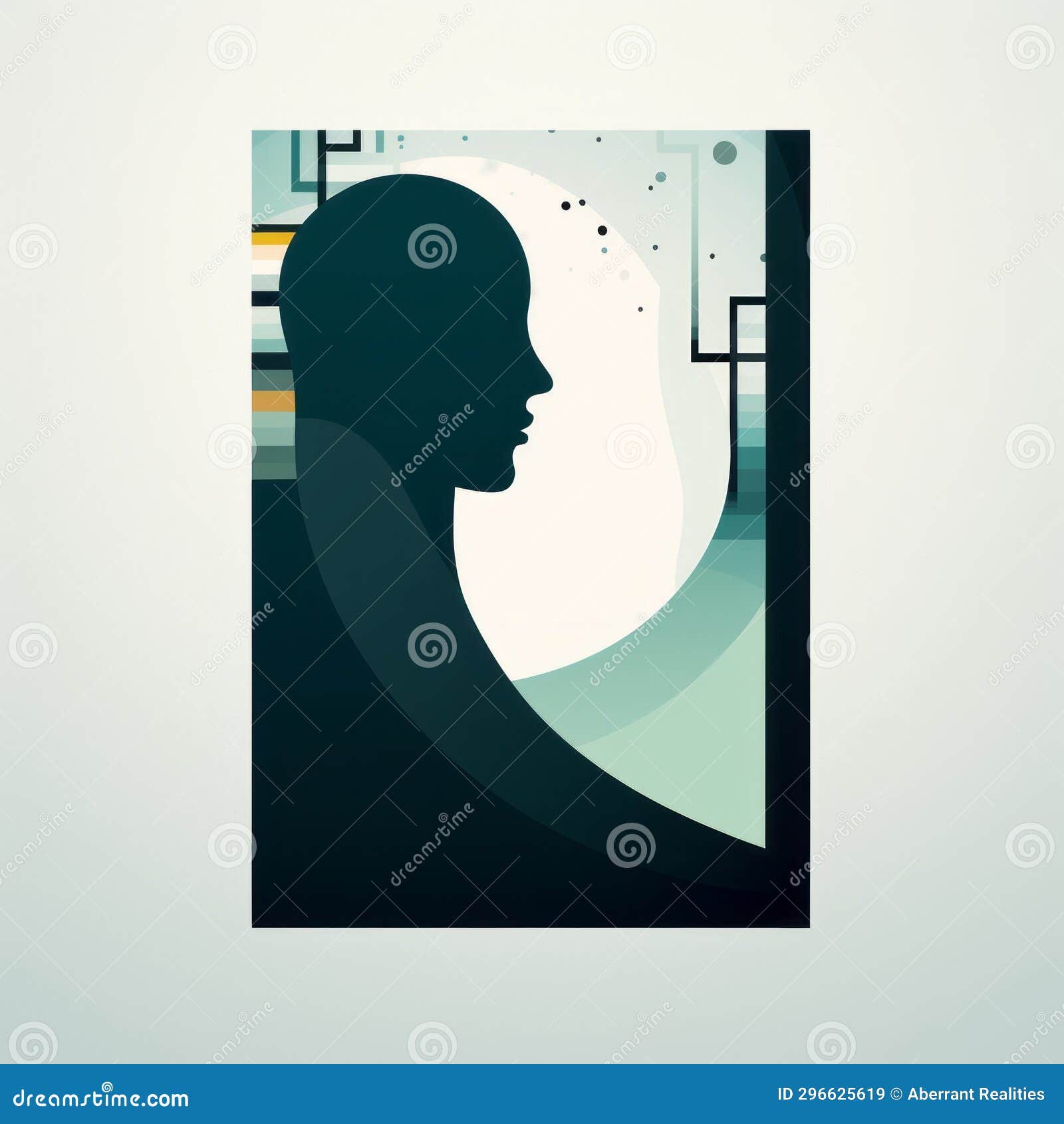 A Silhouette of a Mans Head in a Frame with an Abstract Background ...