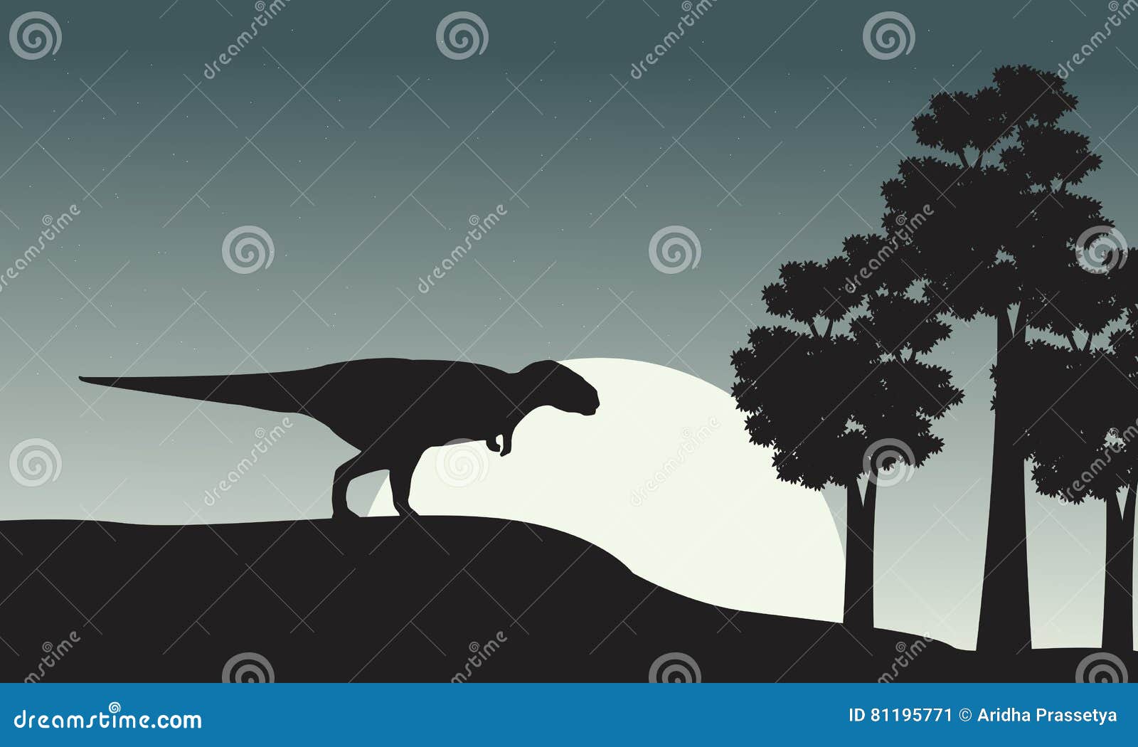 Silhouette of Mapusaurus on the Park Stock Vector - Illustration of ...