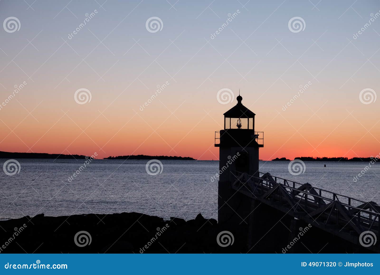 Silhouette of the Marshall Point Lighthouse on a Winter Sunset Stock ...