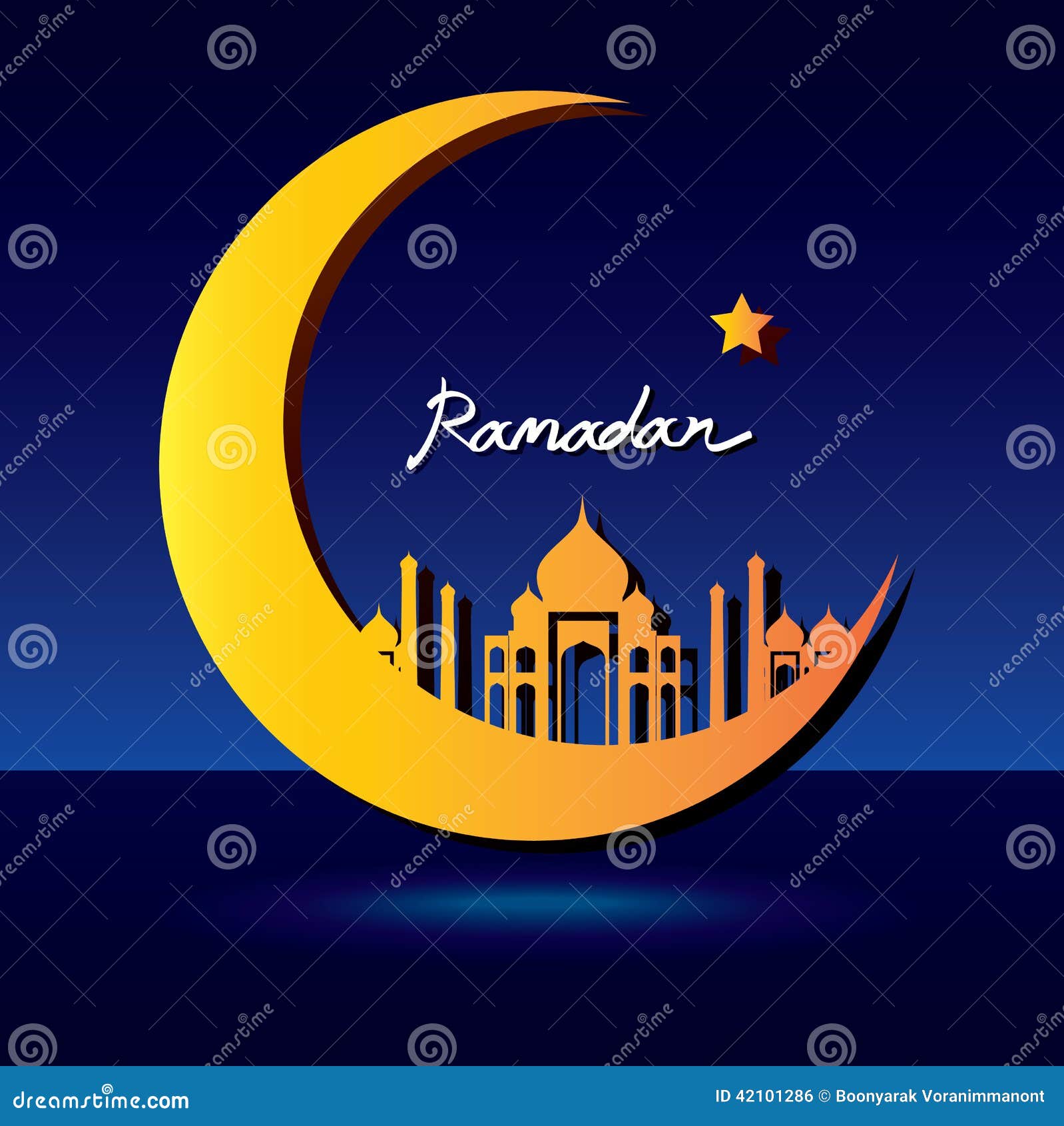 Silhouette of Masjid on Moon Stock Vector - Illustration of abstract ...