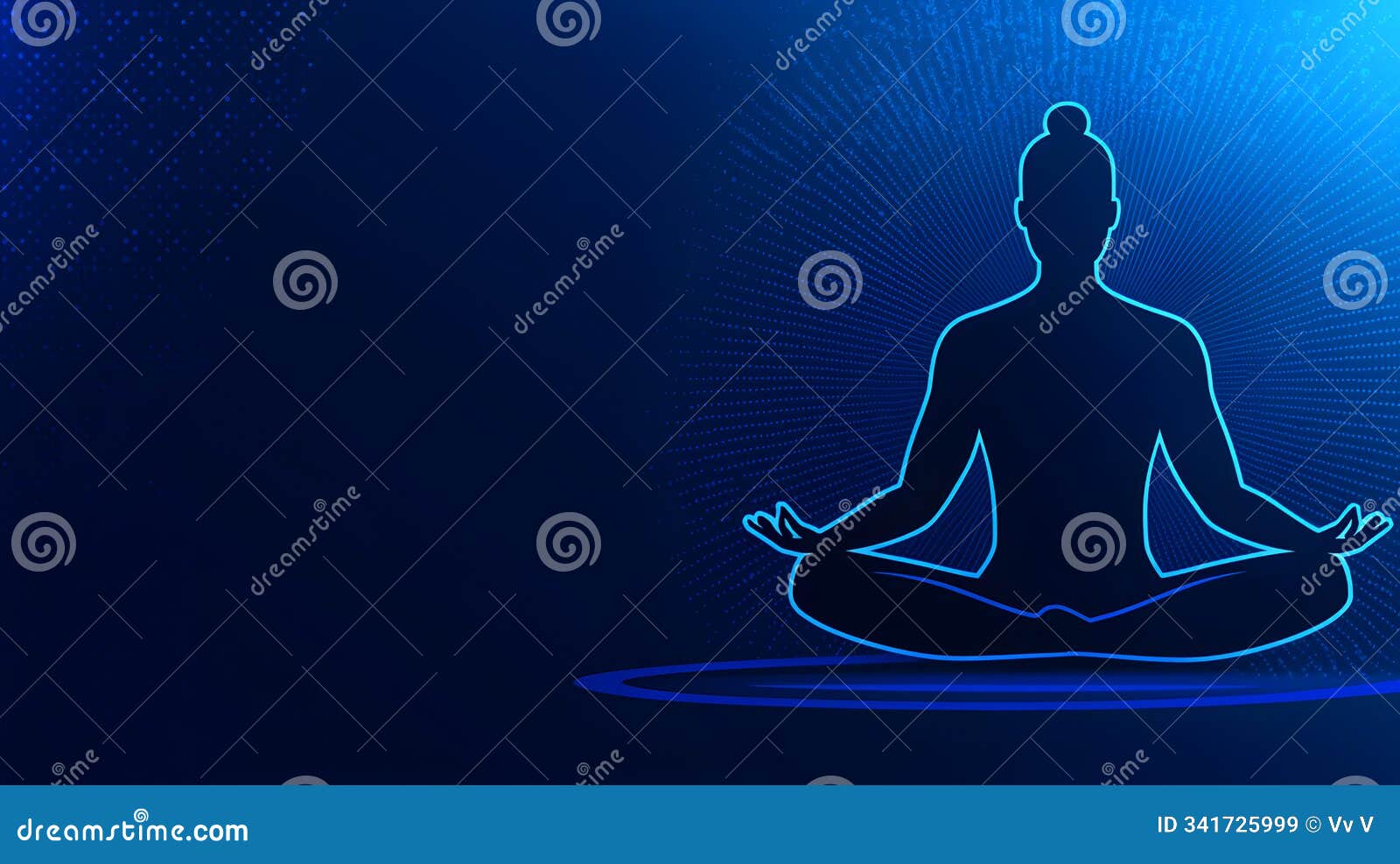 Silhouette of a Meditating Figure in Blue Light Stock Image - Image of ...