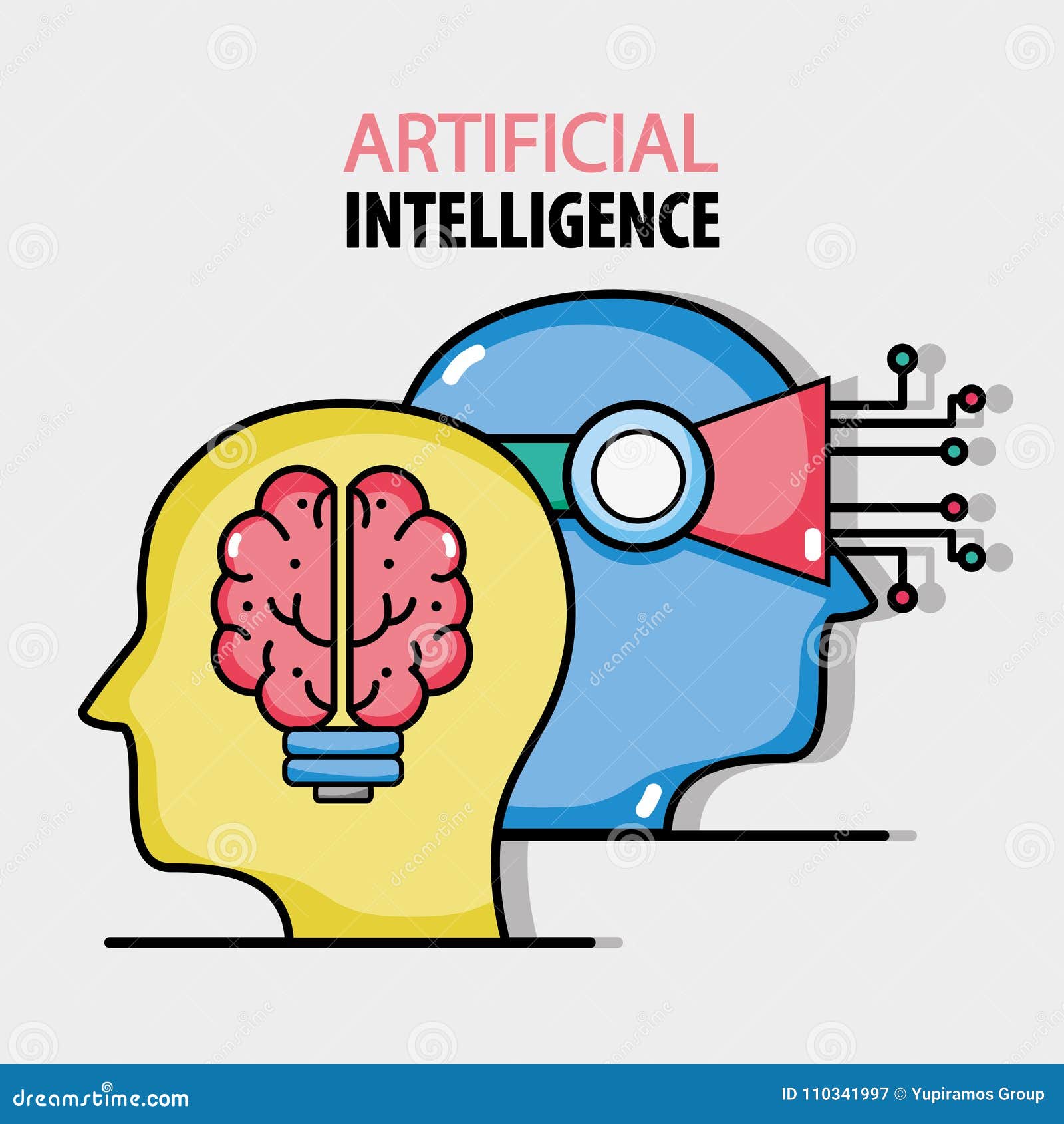 Silhouette Men With Bulb Brain And Visual Circuits Cartoon Vector ...