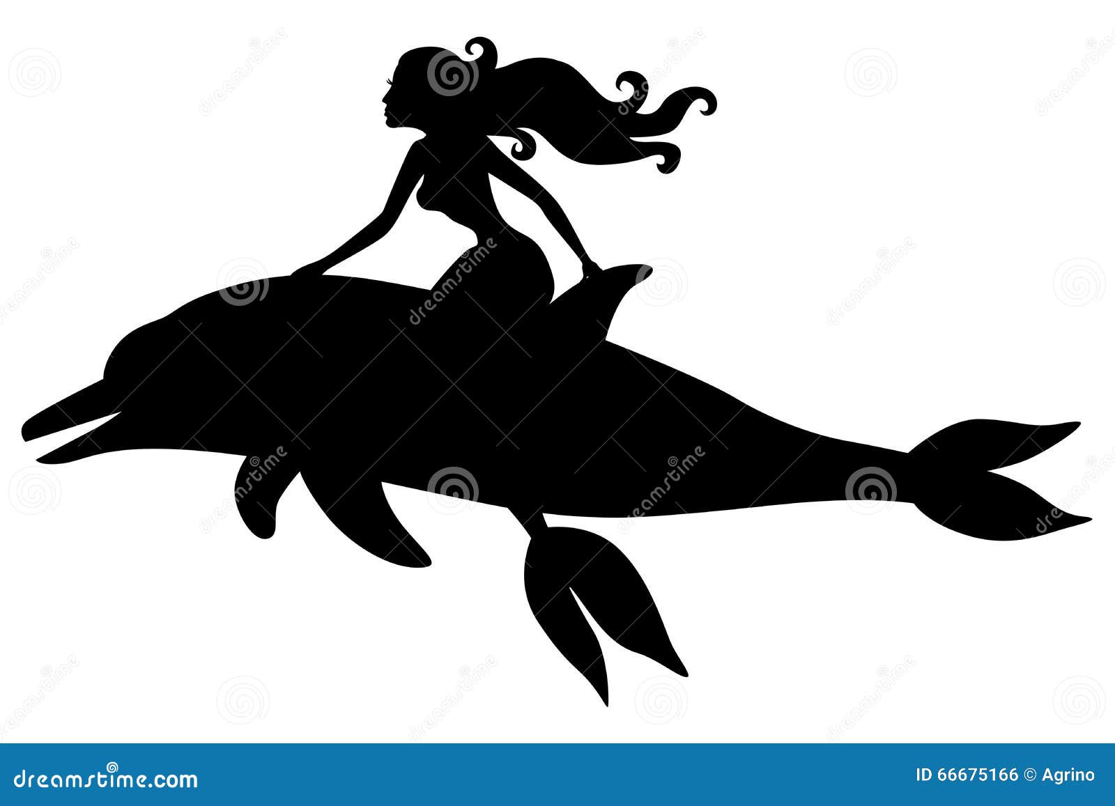 Mermaid Riding In A Dolphin Coloring Page For Kids Cartoon Vector ...