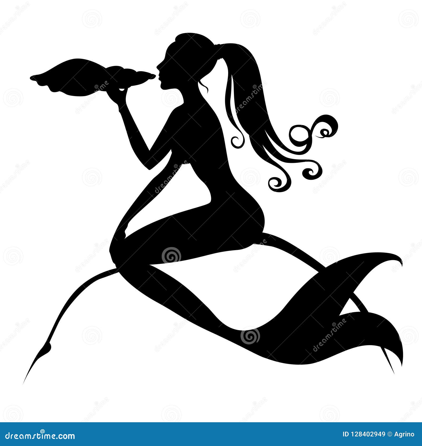 Silhouette of Mermaid with a Shell in Stone Stock Vector - Illustration ...