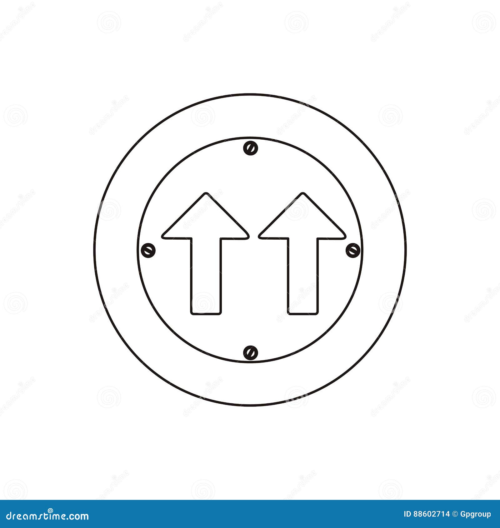 Silhouette Metallic Circular Frame Same Direction Arrow Road Traffic ...