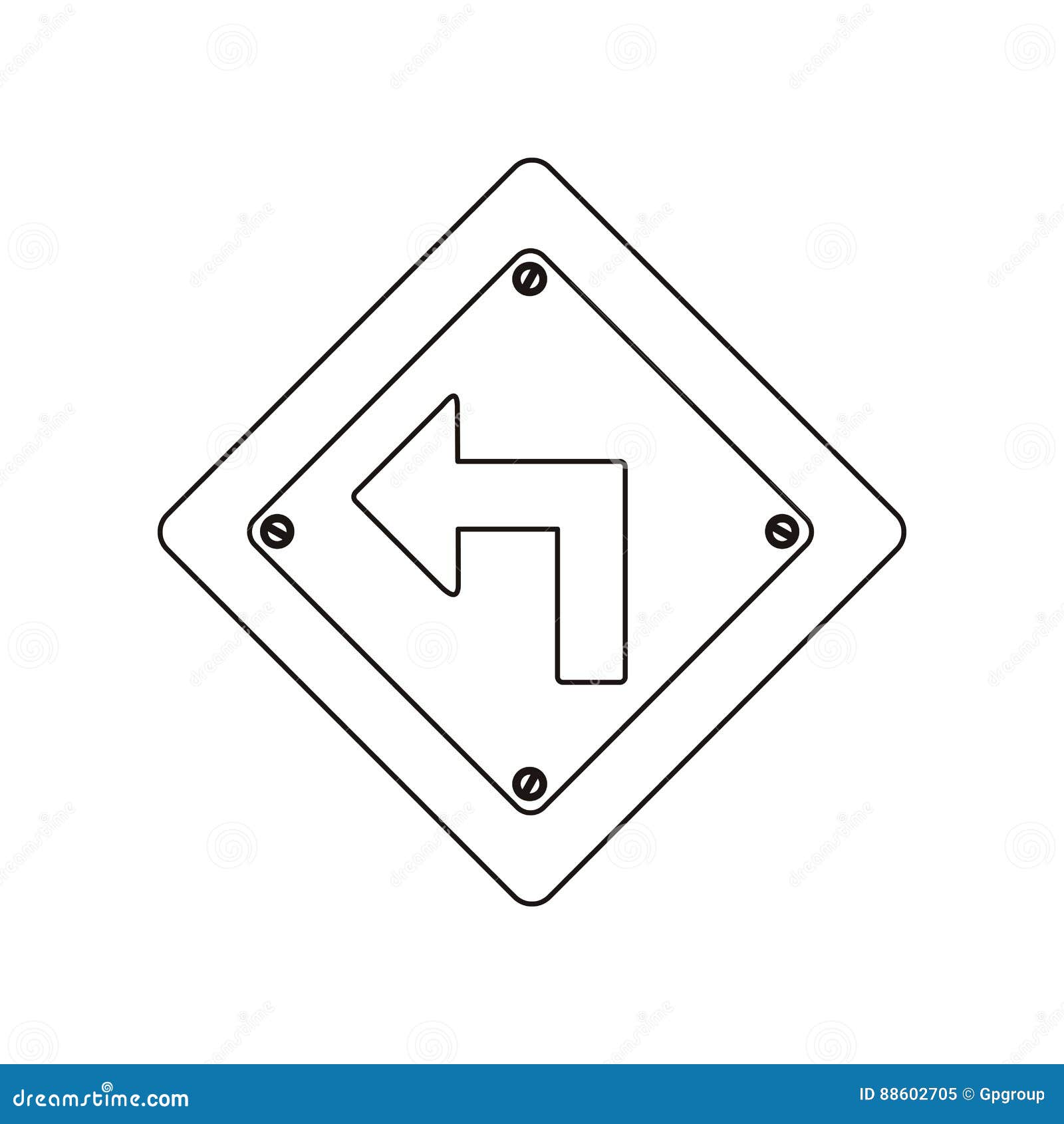 Silhouette Metallic Diamond Frame Turn Left Traffic Sign Stock ...
