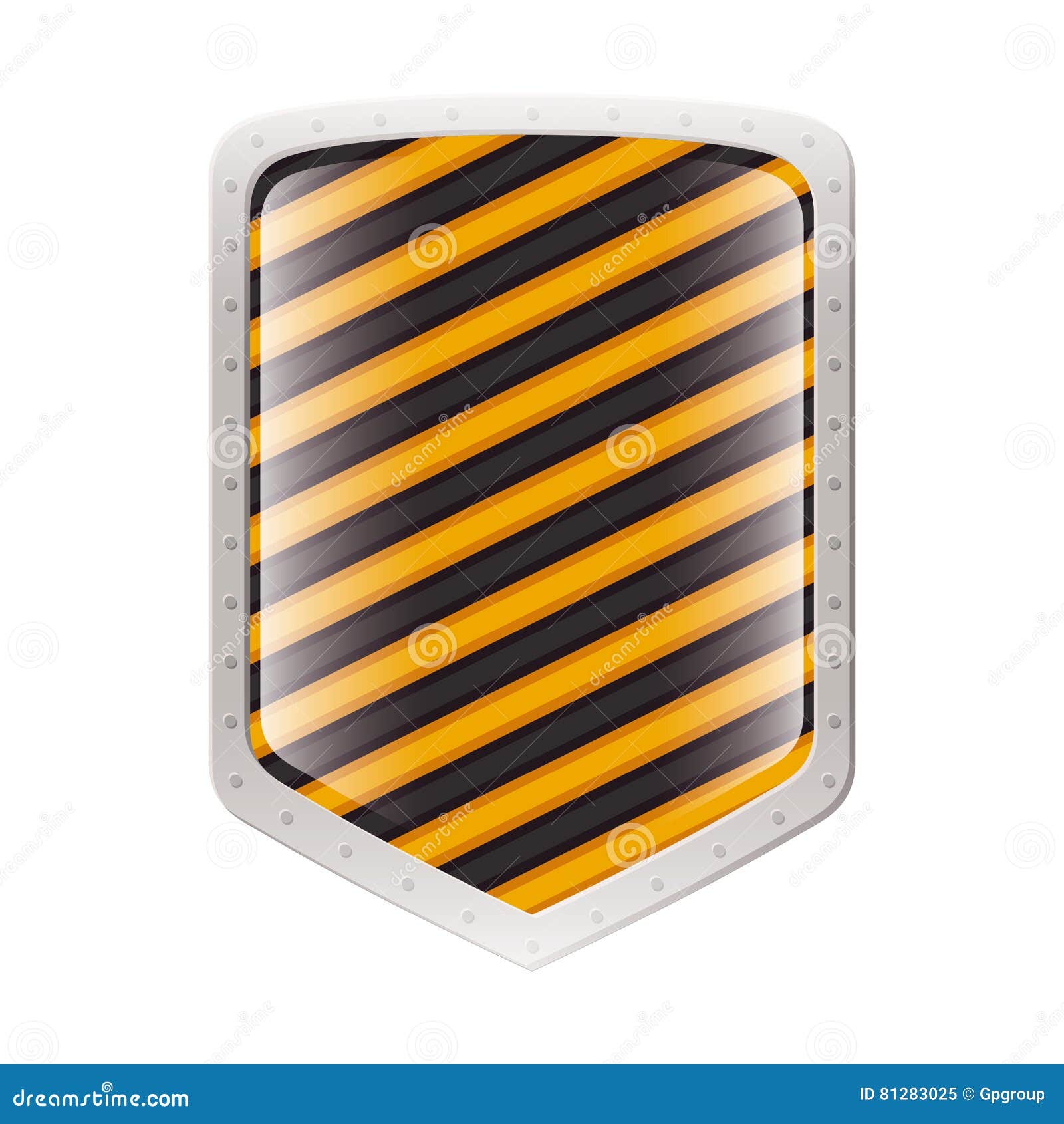 Silhouette Metallic Shield with Striped Lines Stock Illustration ...