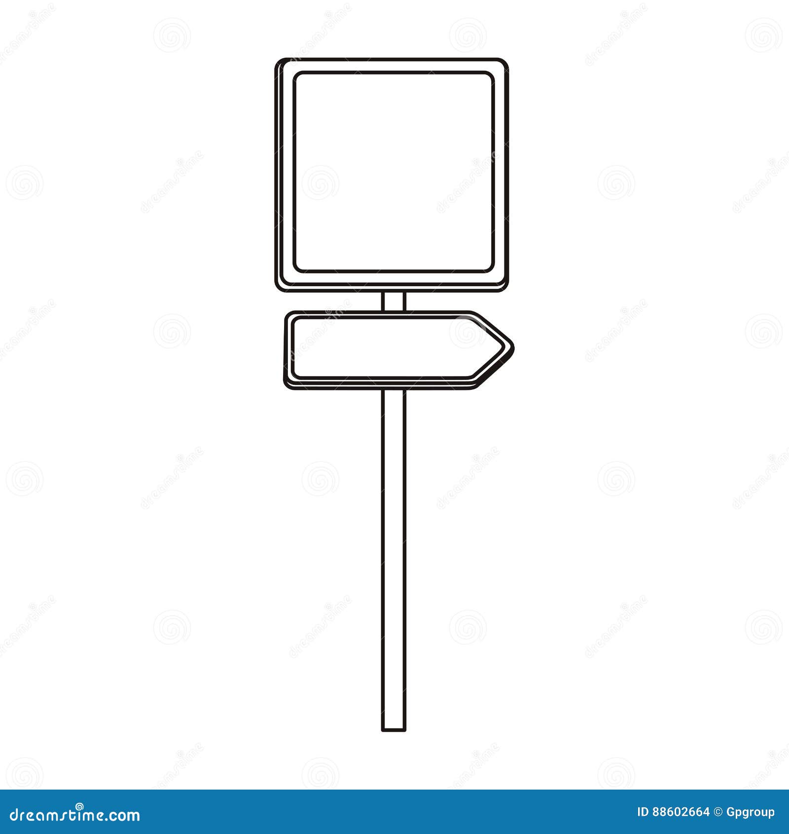 Silhouette Metallic Square Shape Traffic Sign with Direction Board Set ...