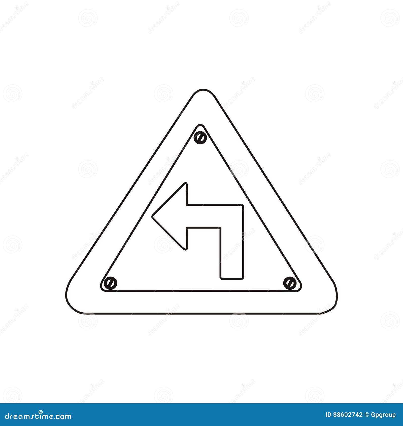 Silhouette Metallic Triangle Frame Turn Left Traffic Sign Stock ...