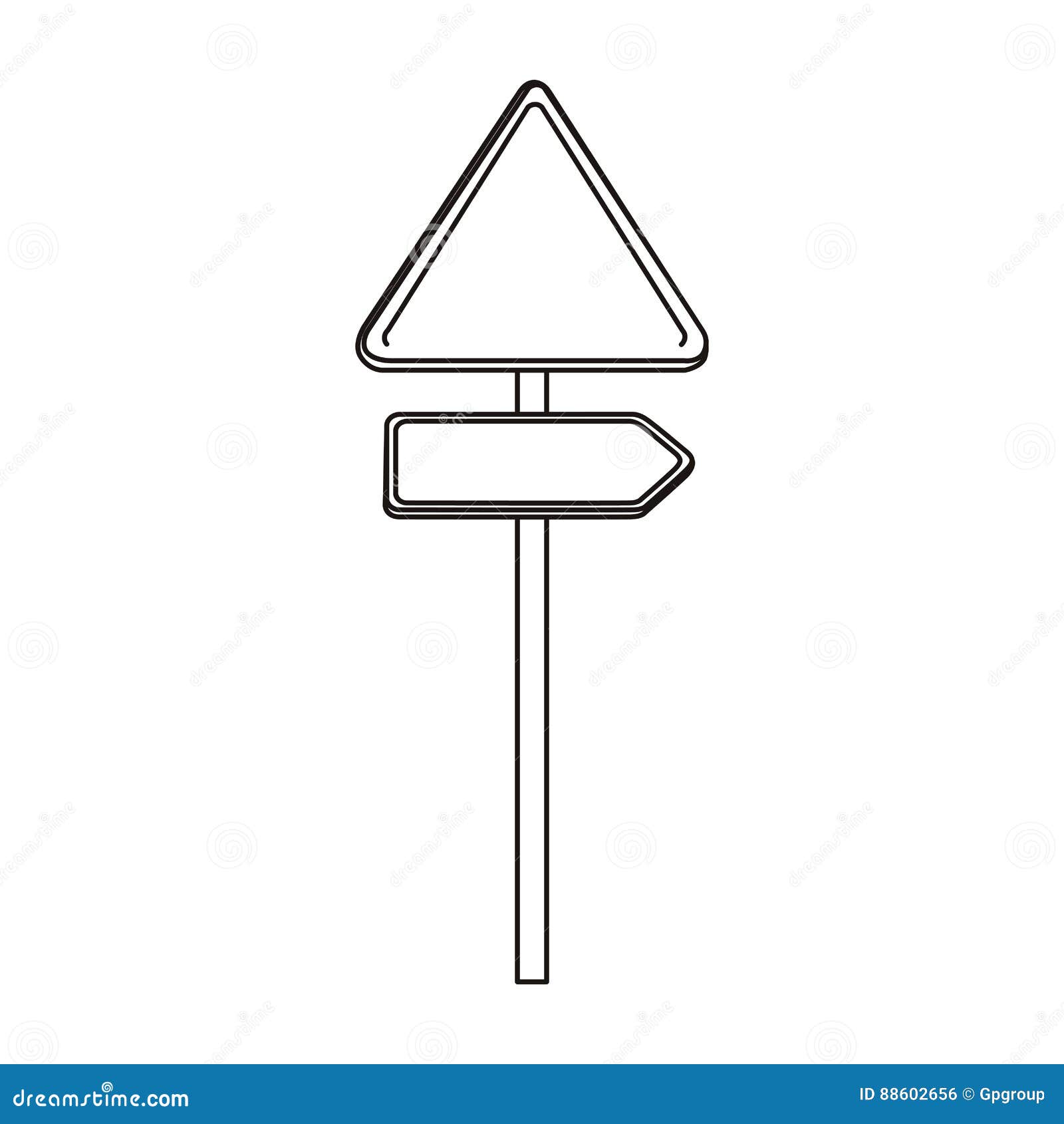 Silhouette Metallic Triangle Shape Traffic Sign with Direction Board ...