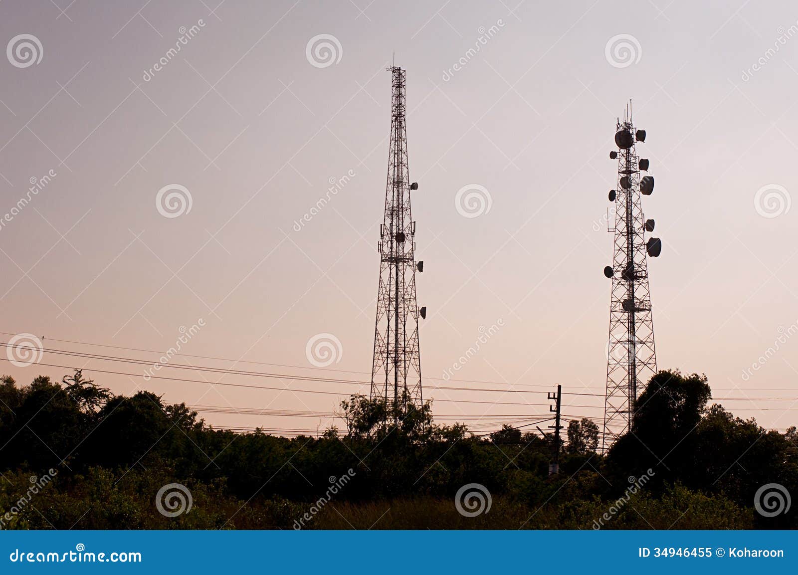 Silhouette Microwave Transmission Tower 01 Stock Image - Image of ...