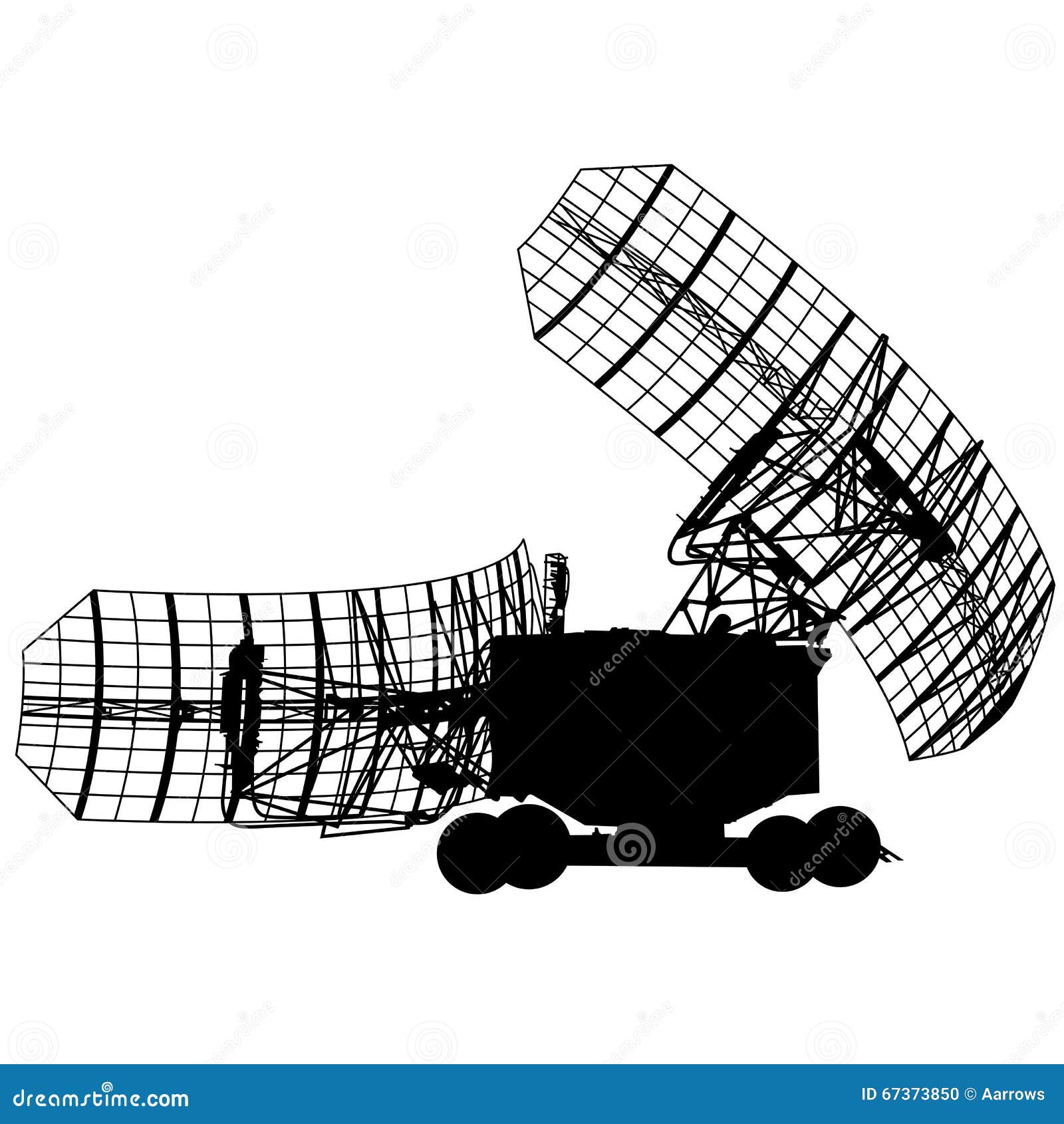 Military Radar Air Surveillance Vector Silhouette Isolated On White ...