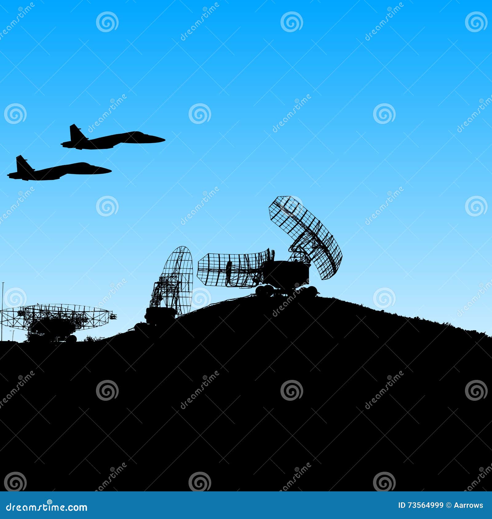 Military Radar Air Surveillance Vector Silhouette Isolated On White ...