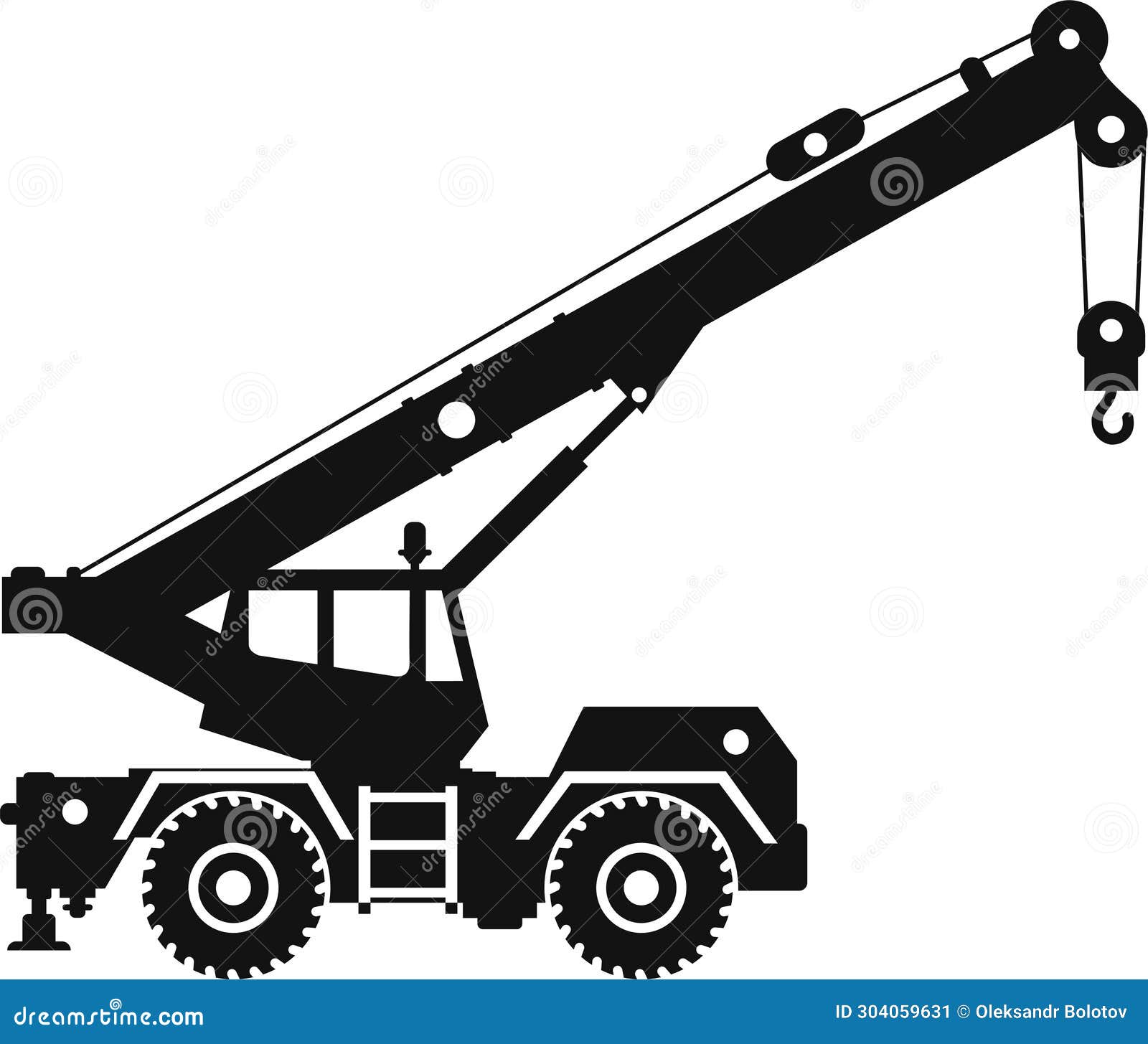 Silhouette of Mobile Crane Icon in Flat Style. Vector Illustration ...