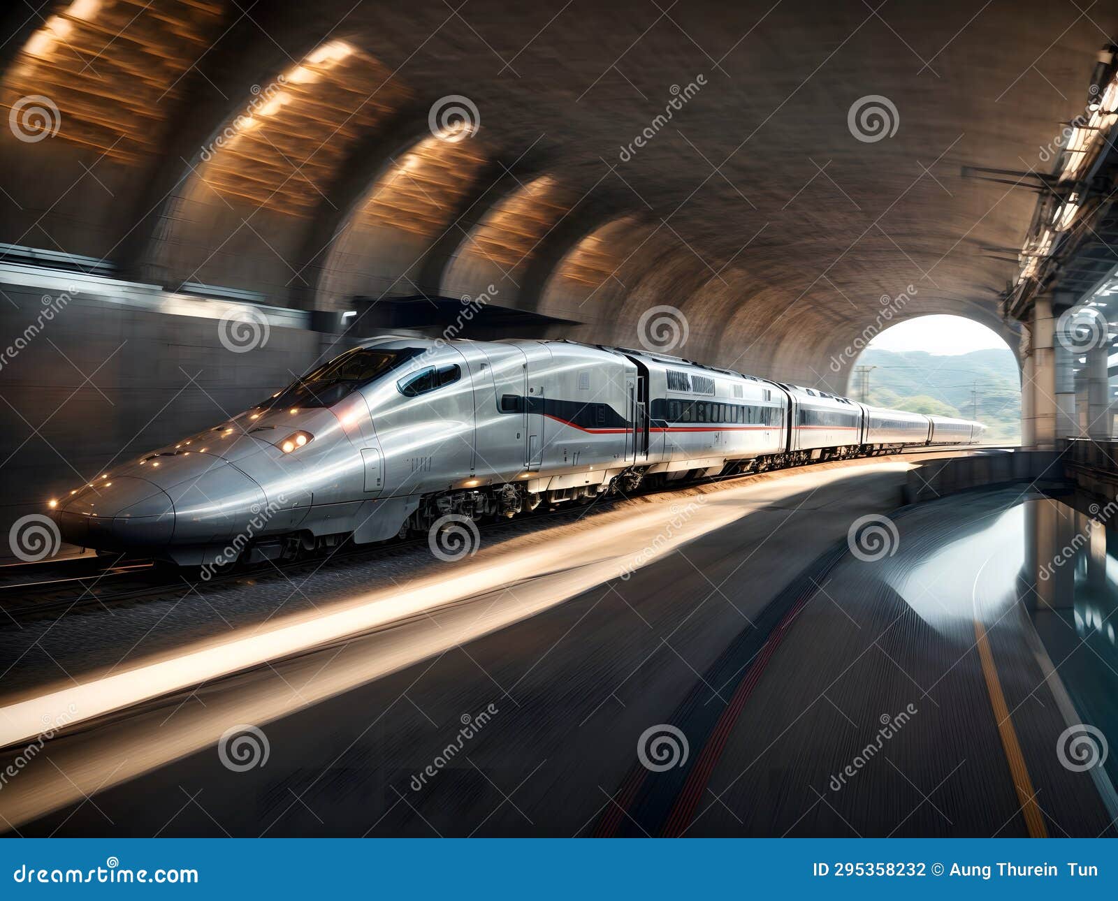 A Silhouette of a Modern Bullet Train Stock Illustration - Illustration ...