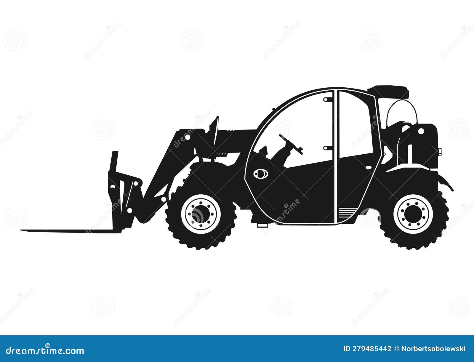 Modern Compact Rough Terrain Telehandler. Stock Vector - Illustration ...