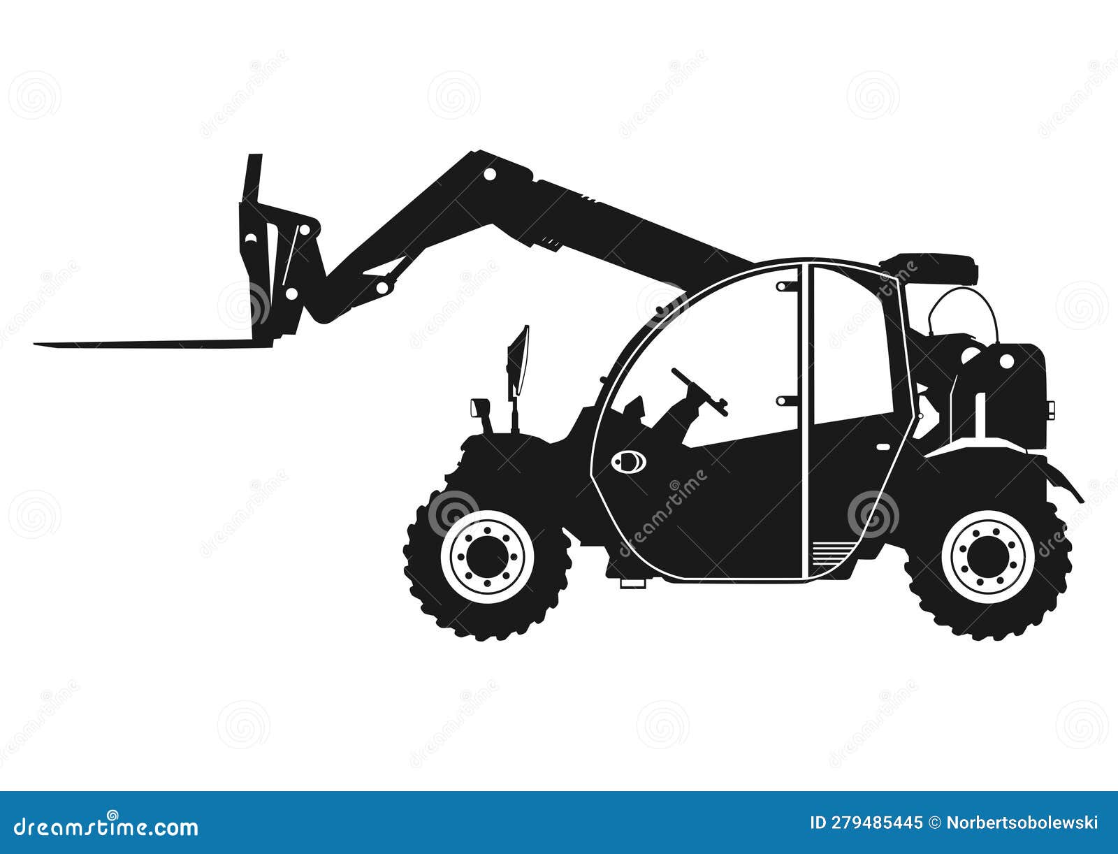 Modern Compact Rough Terrain Telehandler. Stock Vector - Illustration ...