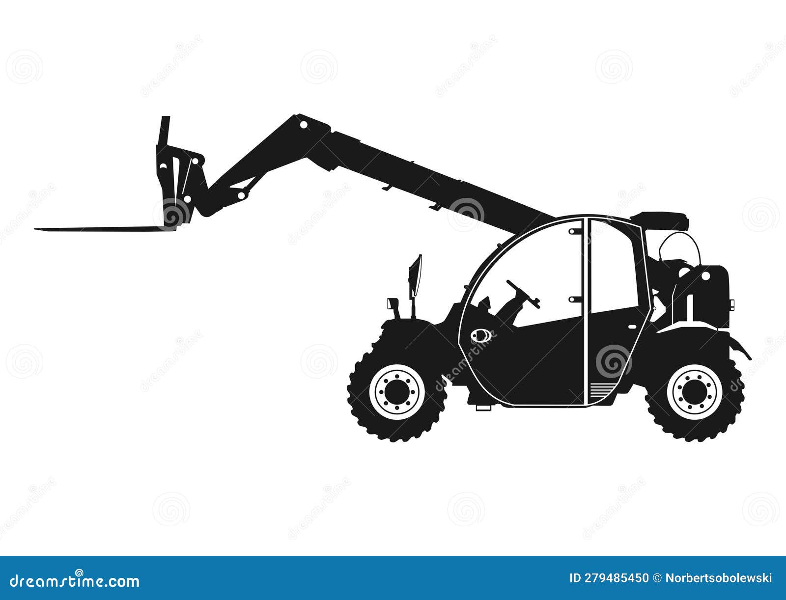 Modern Compact Rough Terrain Telehandler. Stock Vector - Illustration ...