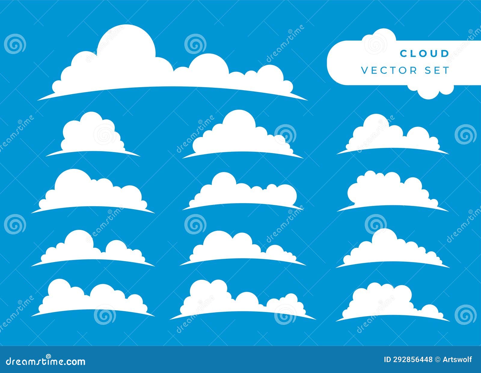 Silhouette of Modern Flat Cumulus Cloud Design Set Stock Vector ...