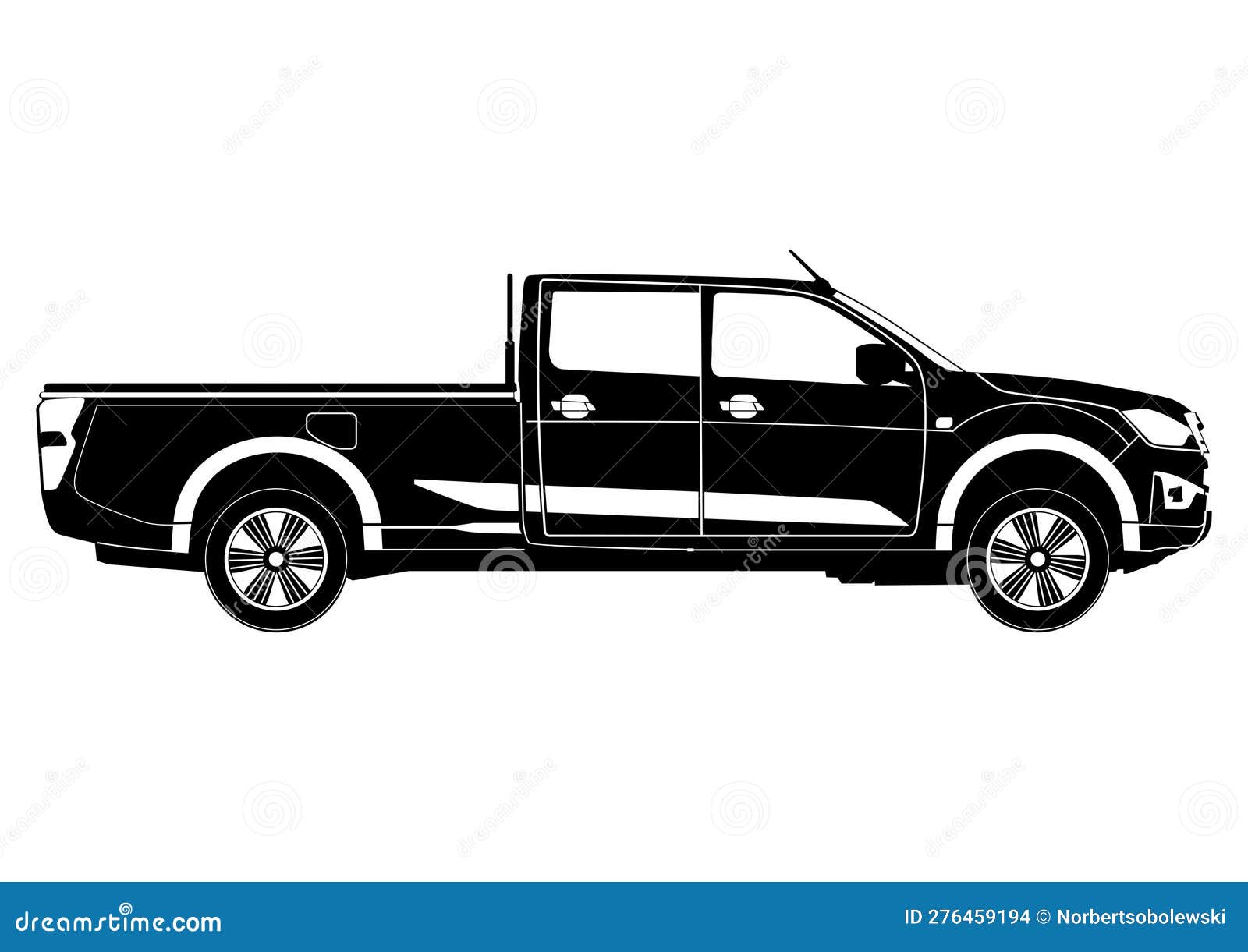 Silhouette of a Modern Pickup. Vector. Stock Vector - Illustration of ...