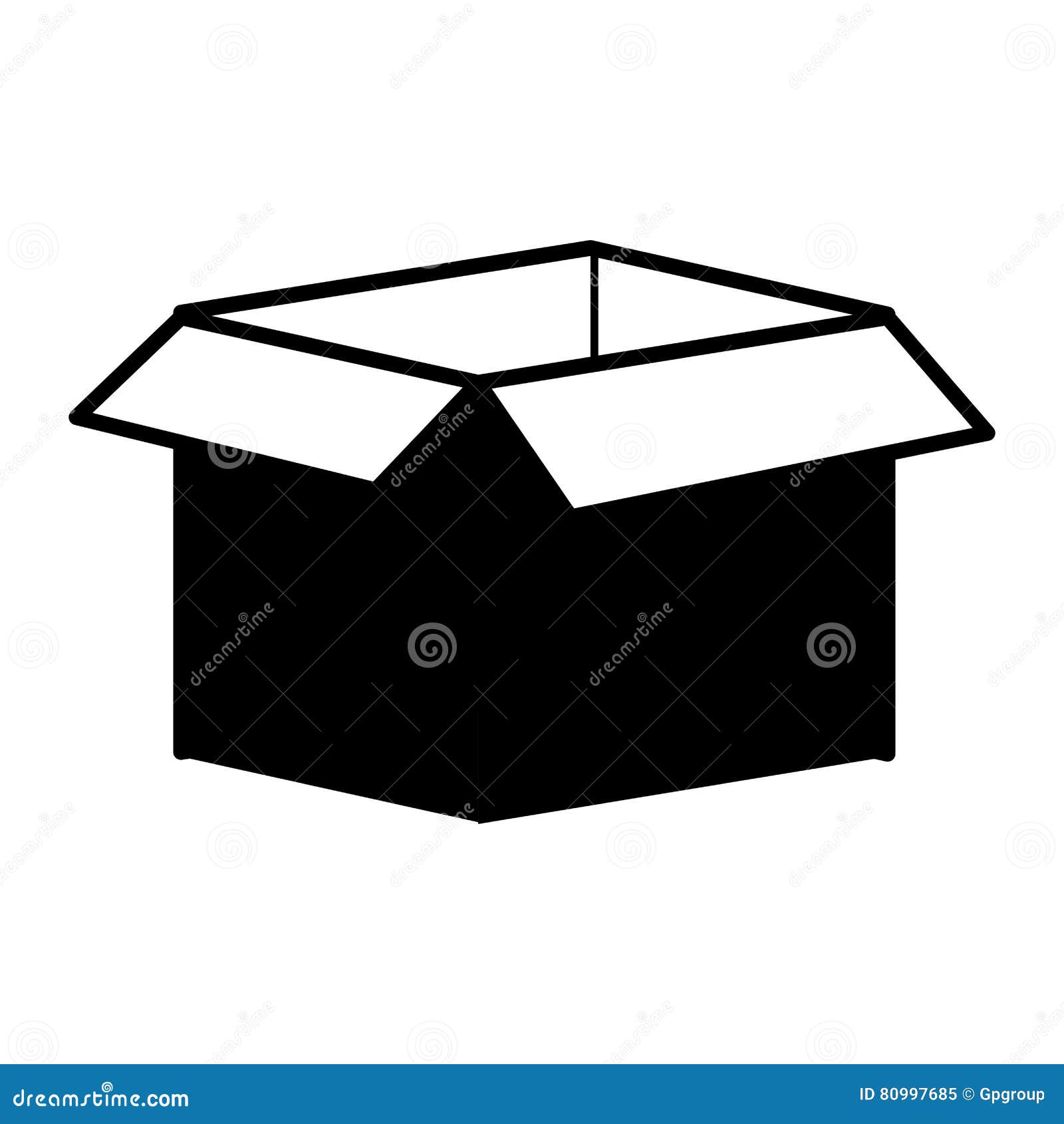Silhouette Monochrome with Box of Cardboard Opened Stock Vector ...