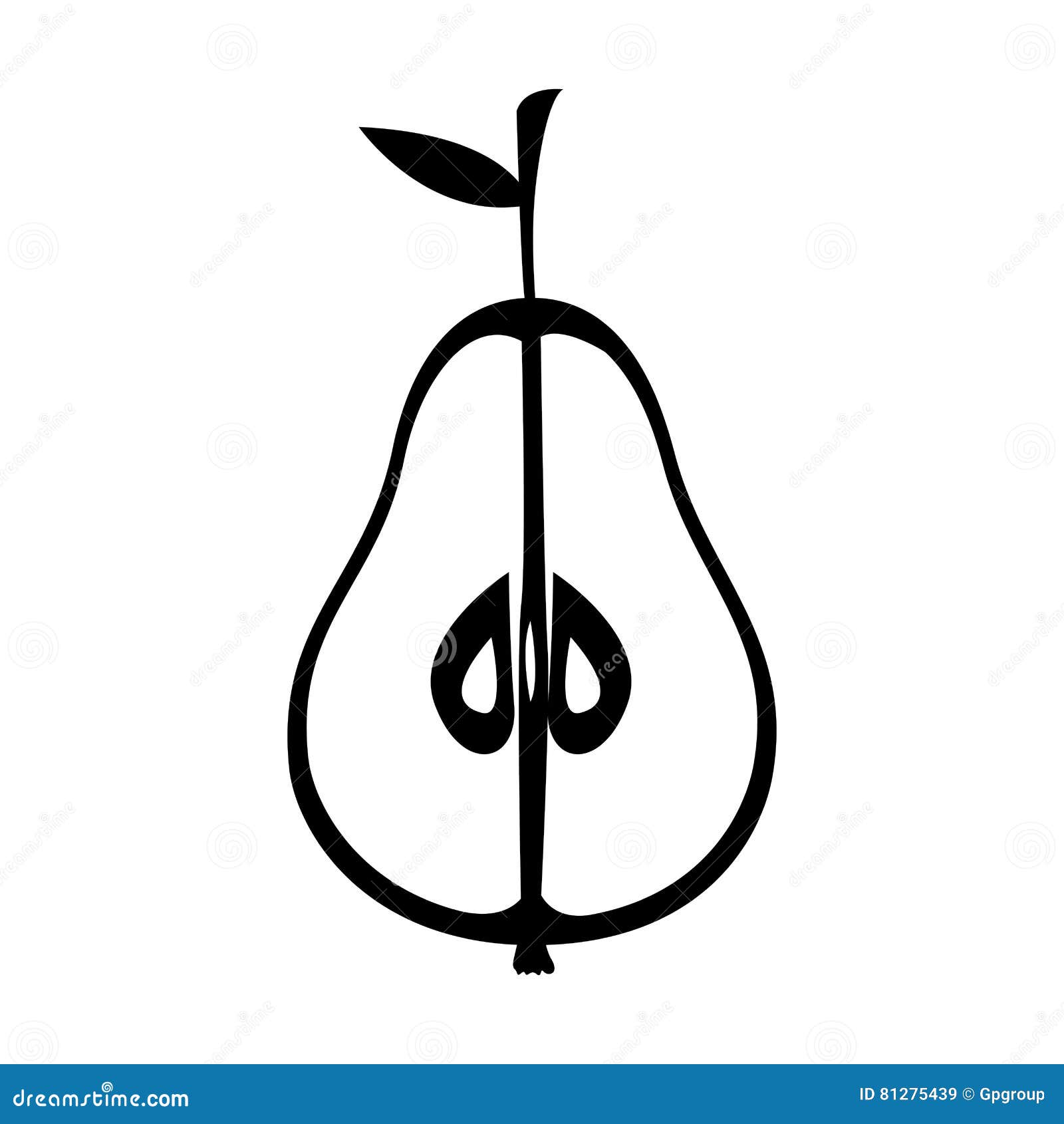 Silhouette Monochrome with Half an Pear Stock Vector - Illustration of ...