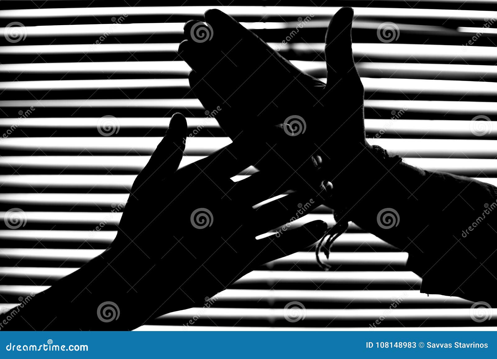 Silhouette in Monochrome of Handshake of Two Men in the Window ...