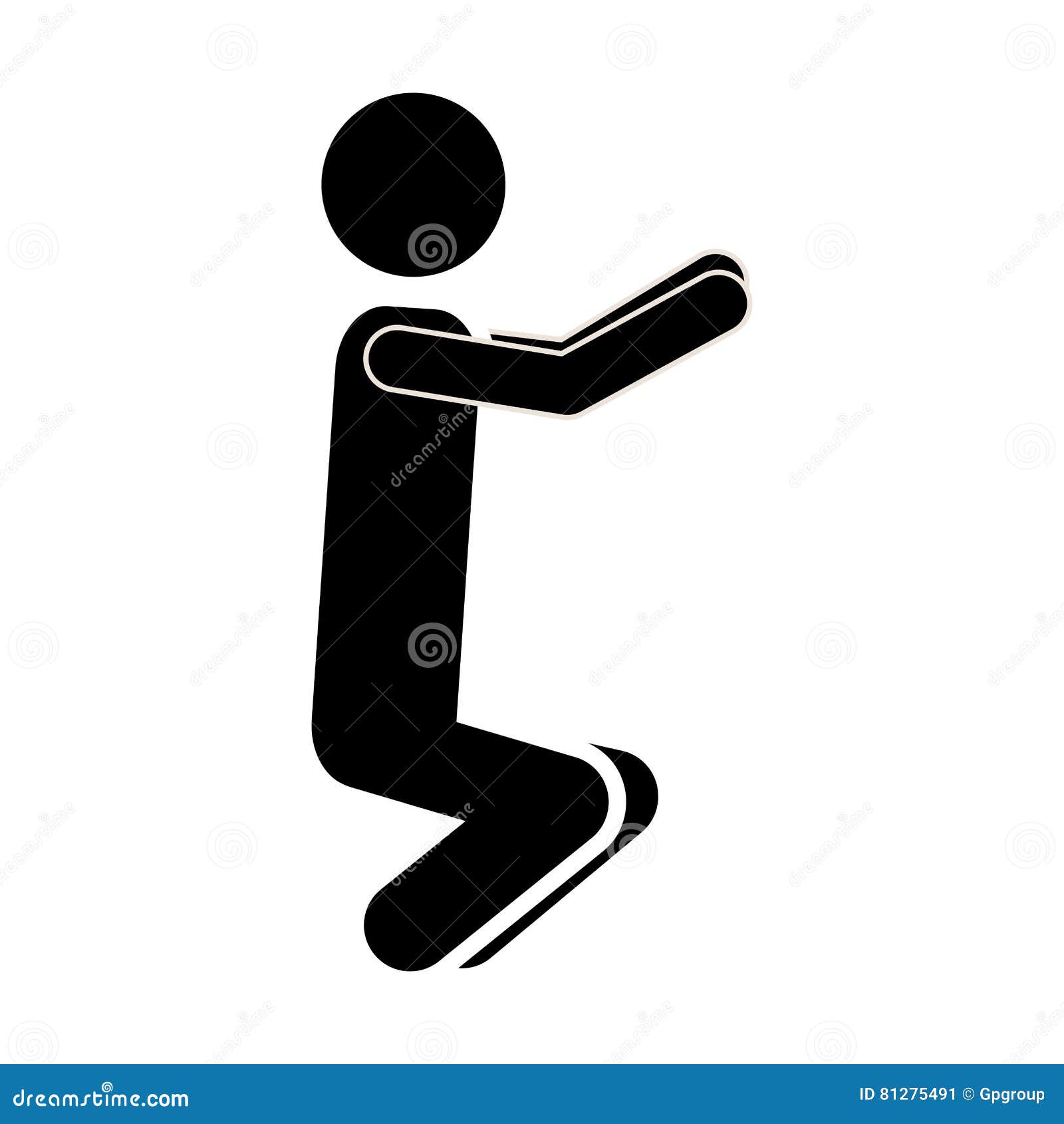Silhouette Monochrome Man Squat Icon Stock Vector - Illustration of ...