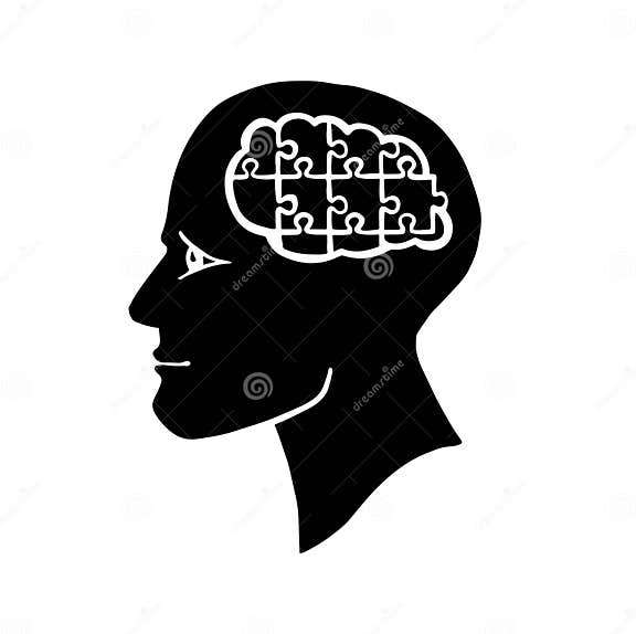 Silhouette Monochrome Riddle of the Mind Vector Illustration Stock Vector - Illustration of ...