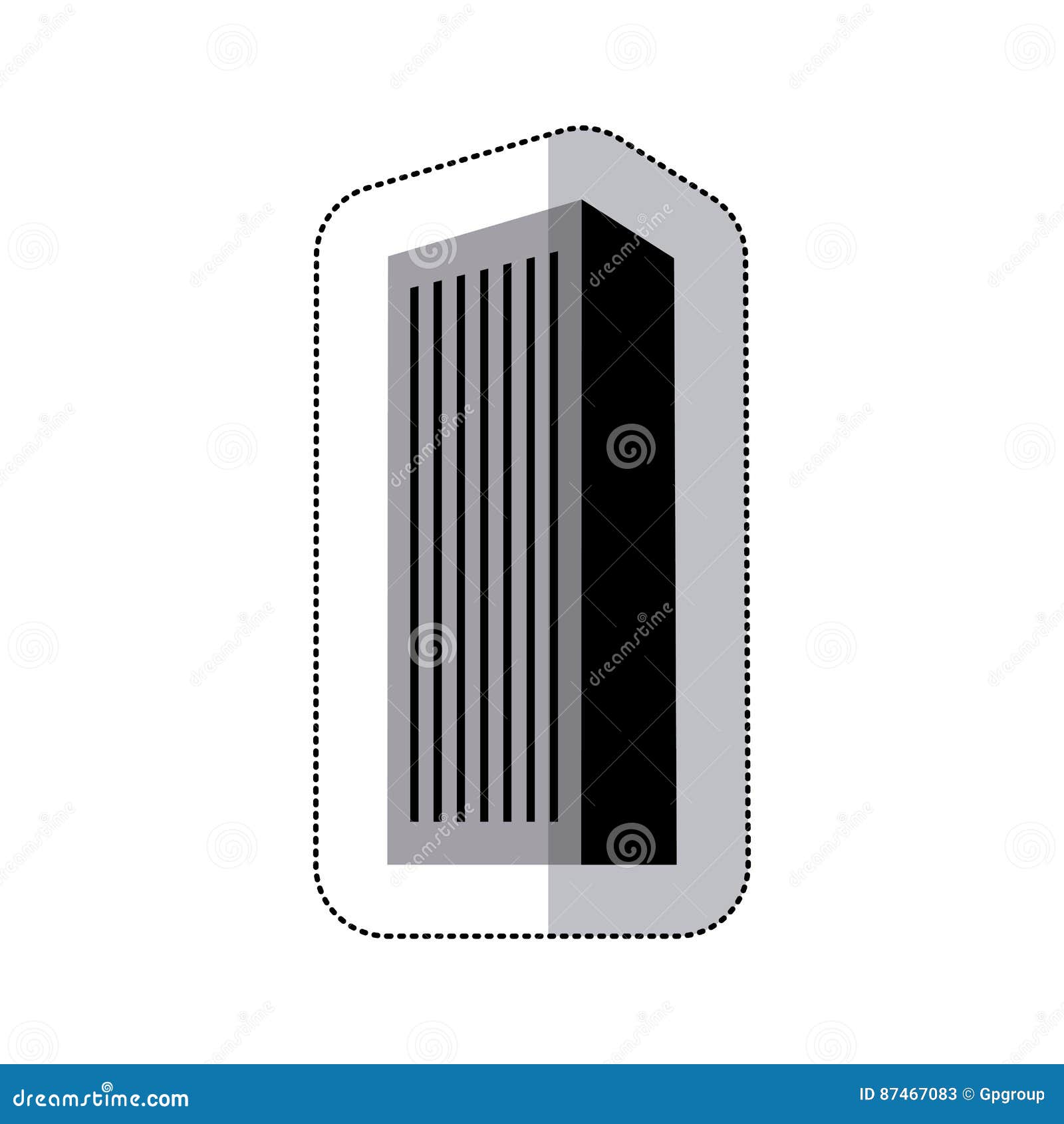 Silhouette Monochrome Sticker with Office Building Stock Illustration ...