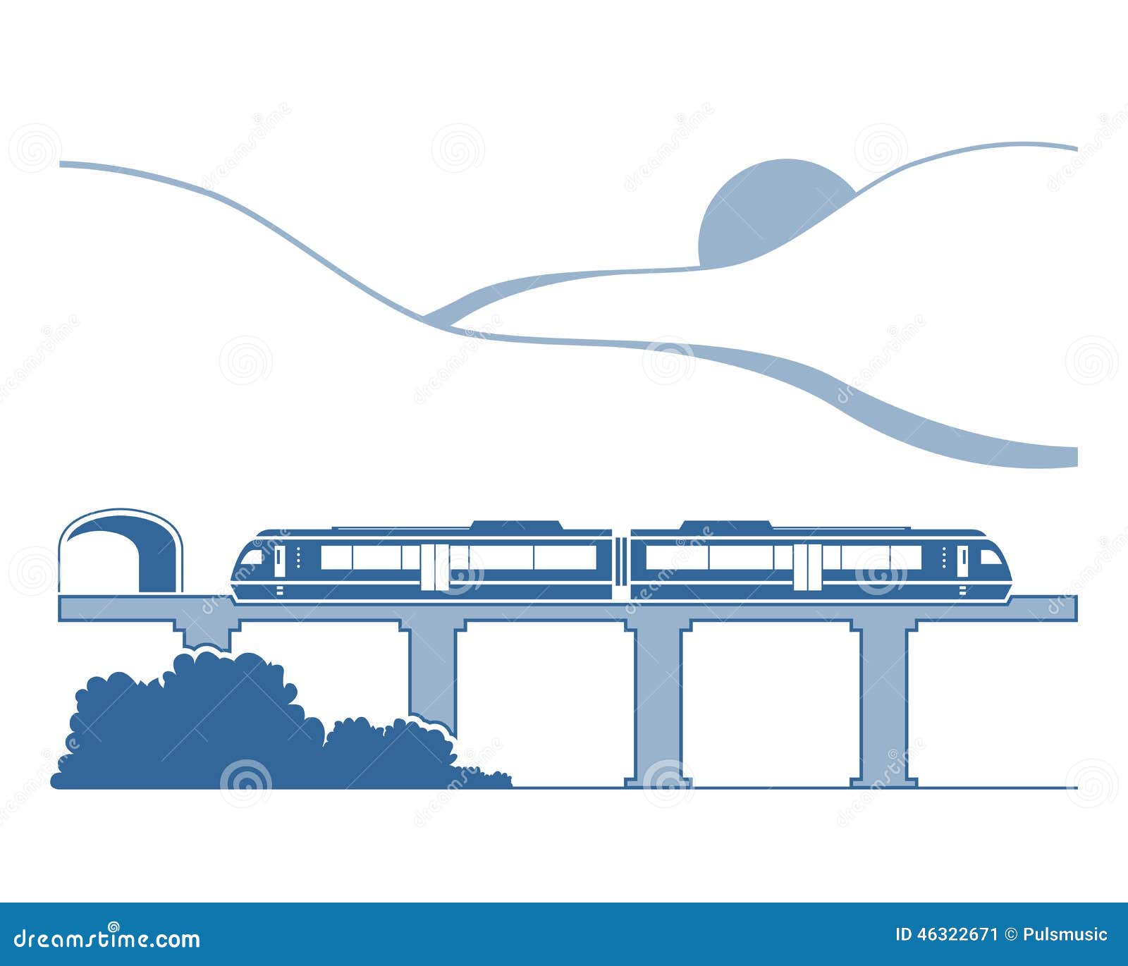 Silhouette Of Monorail In The Mountains Cartoon Vector | CartoonDealer ...