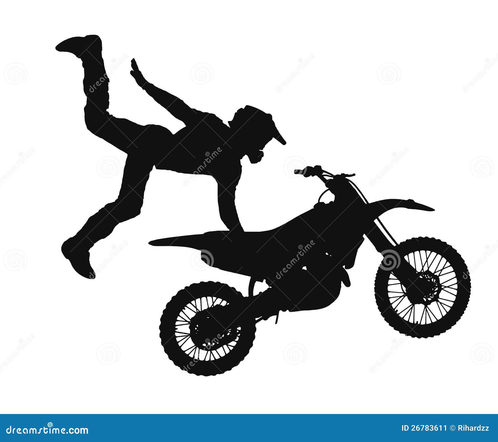 Silhouette of Motocross Rider Stock Illustration - Illustration of ...