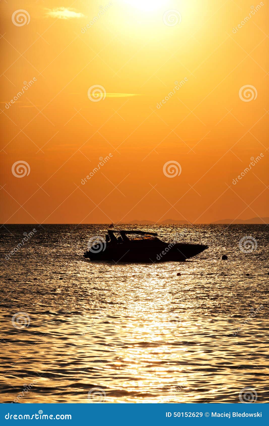 Silhouette of a Motor Speed Boat at Sunset Stock Image - Image of ...